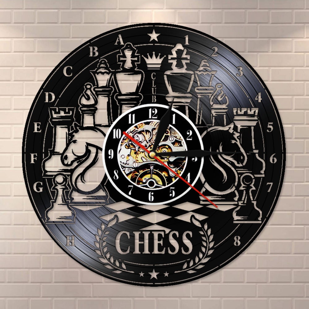 Chess Board Vinyl Record LP Wall Clock Chess Wall Art Home Decor ...