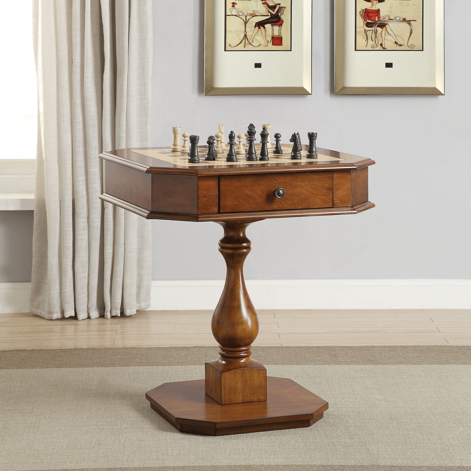 Chess Checker Game Table, Wooden Reversible Chess Checker Game Table ...