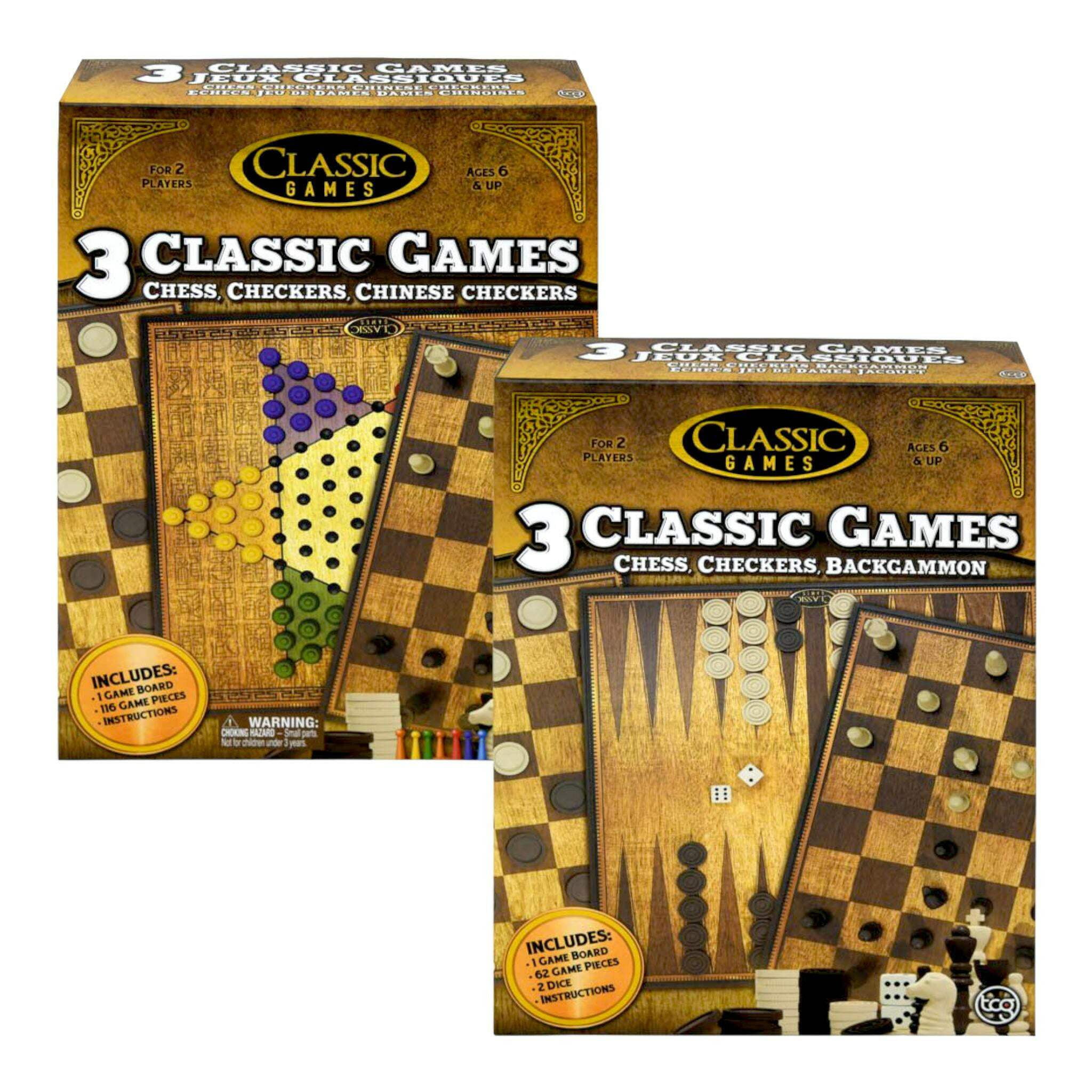 Chess, Checkers Backgammon 3 In 1 Classic Board Game Set - Walmart.com