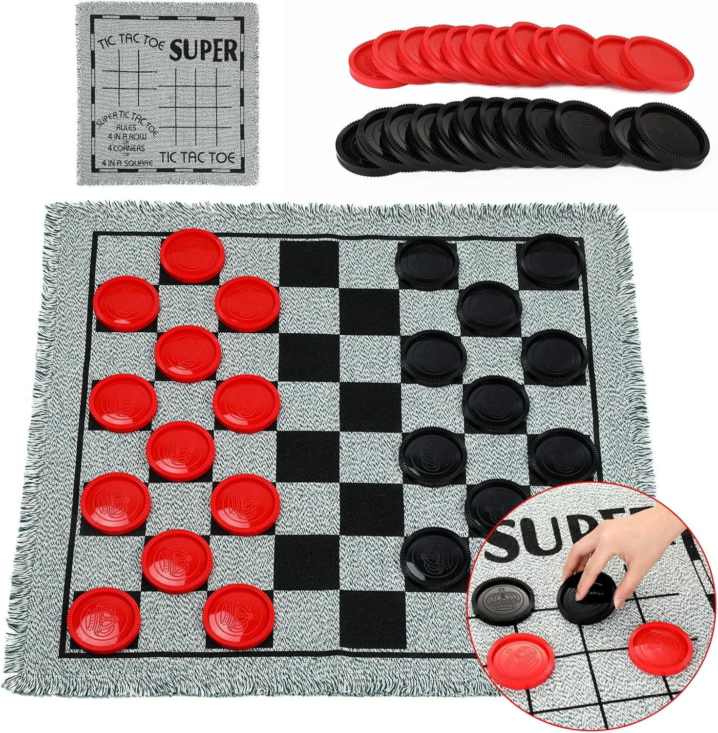 Chess Checkers Backgammon 3-in-1 Board Games Sets, Wooden Chess Set for ...
