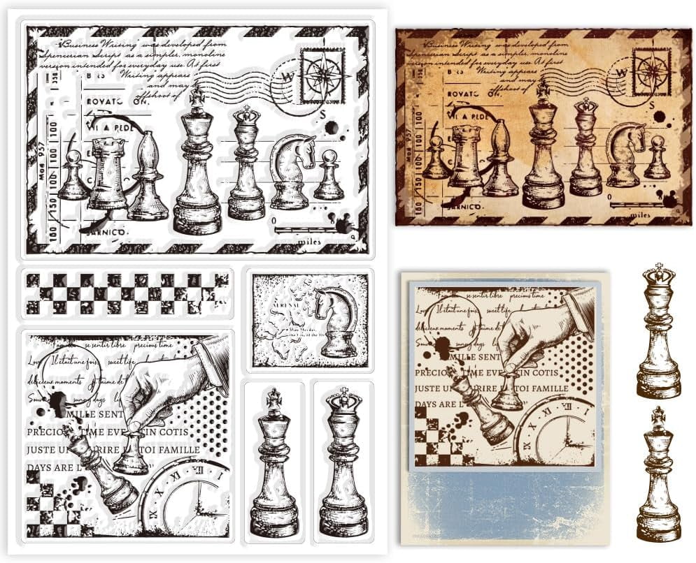 Chess Clear Stamps for DIY Scrapbooking Checkerboard Silicone Stamp ...