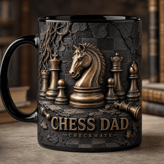 Chess Dad Mug 3D Effect Mug for Chess Player Dad, Checkmate Coffee Cup ...