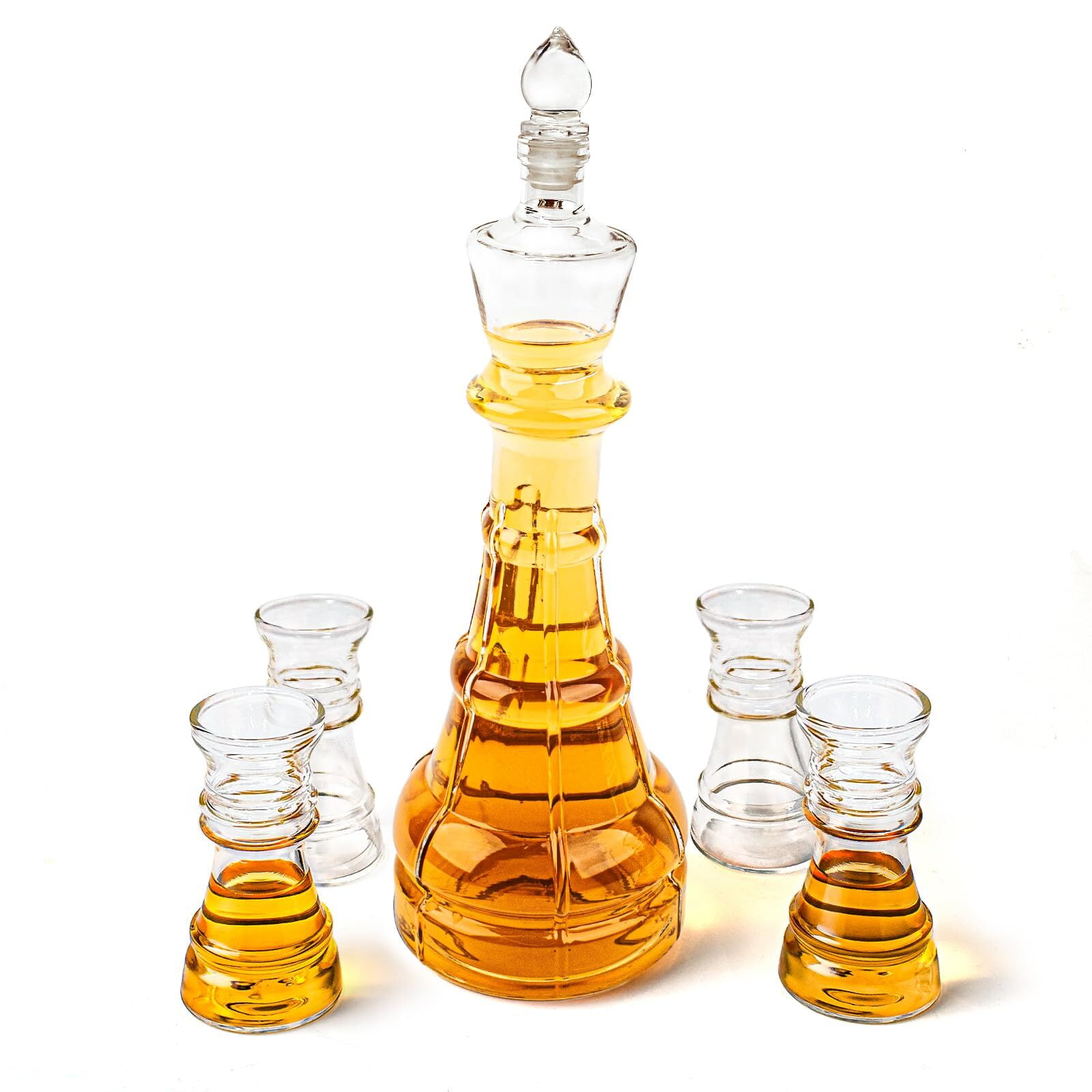 Chess Decanter Set, Chess Decanter 750ml with 4 Pawn Shot Glasses, Wine ...