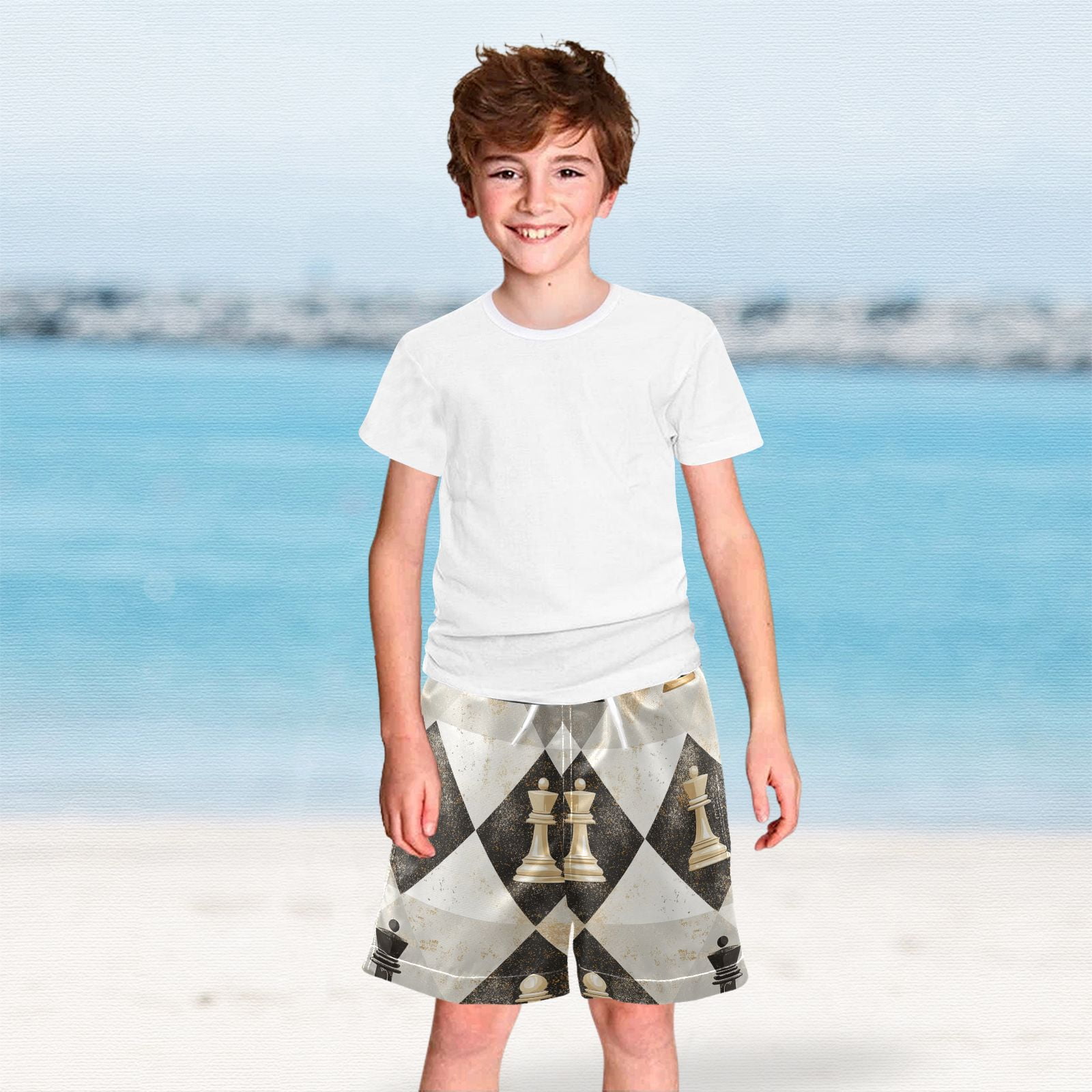 Chess Diamond Boys Swim Trunks Boardshorts Swimsuit Quick Dry Board Shorts Bathing Suit 2-12T ...