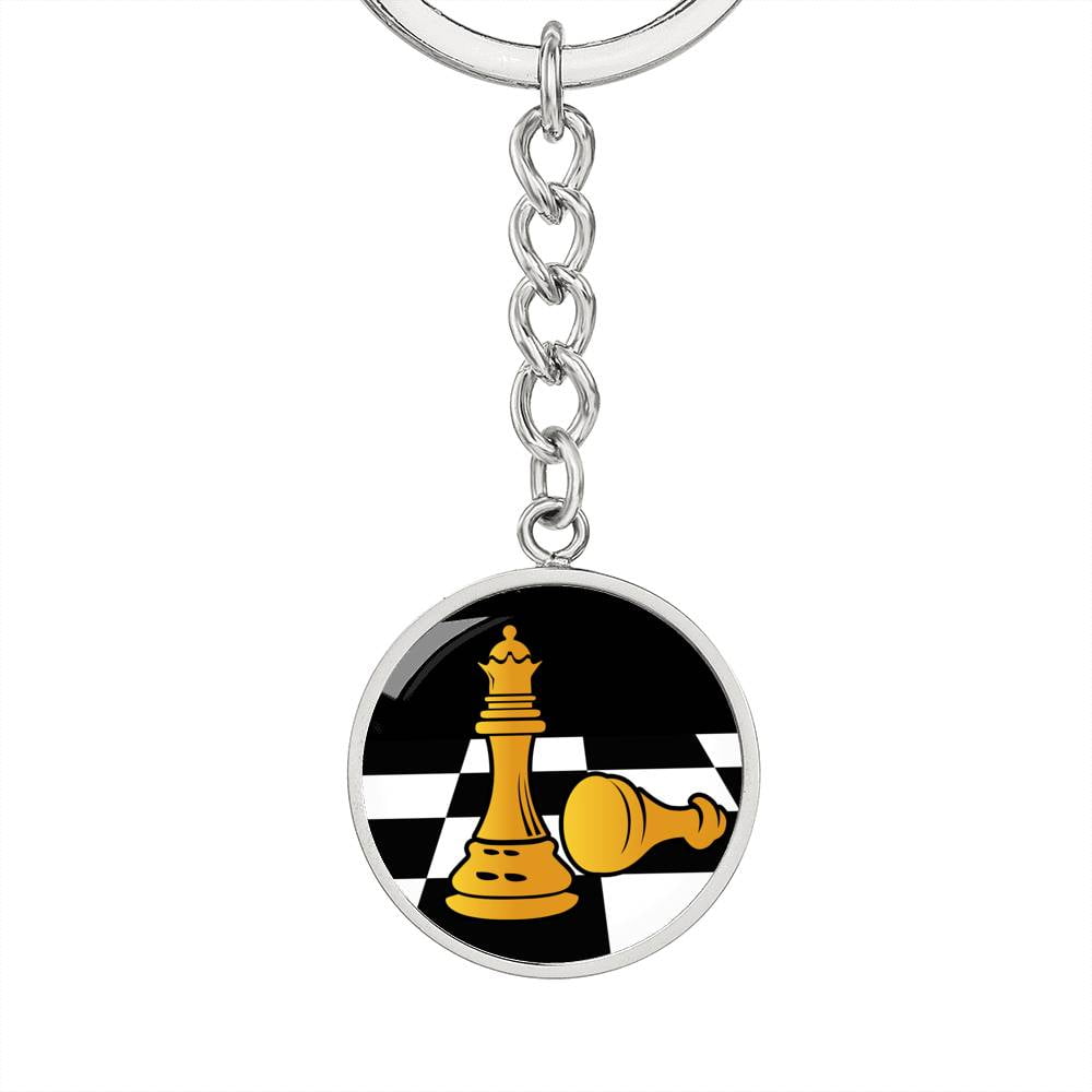 Chess Fan Queen's Gambit Keychain Stainless Steel or 18k Gold Circle ...