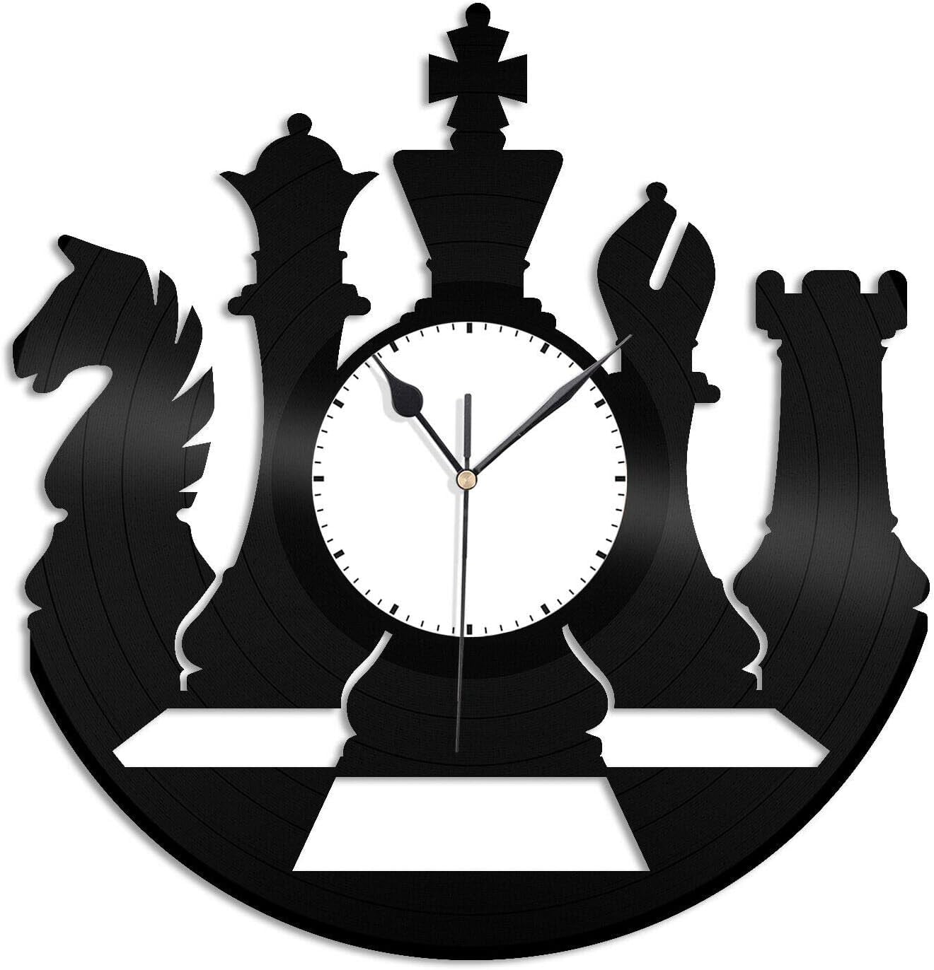 Chess Game 3D Wall Clock Vinyl Wall Clock,Vinyl Record Clock Wall Art ...