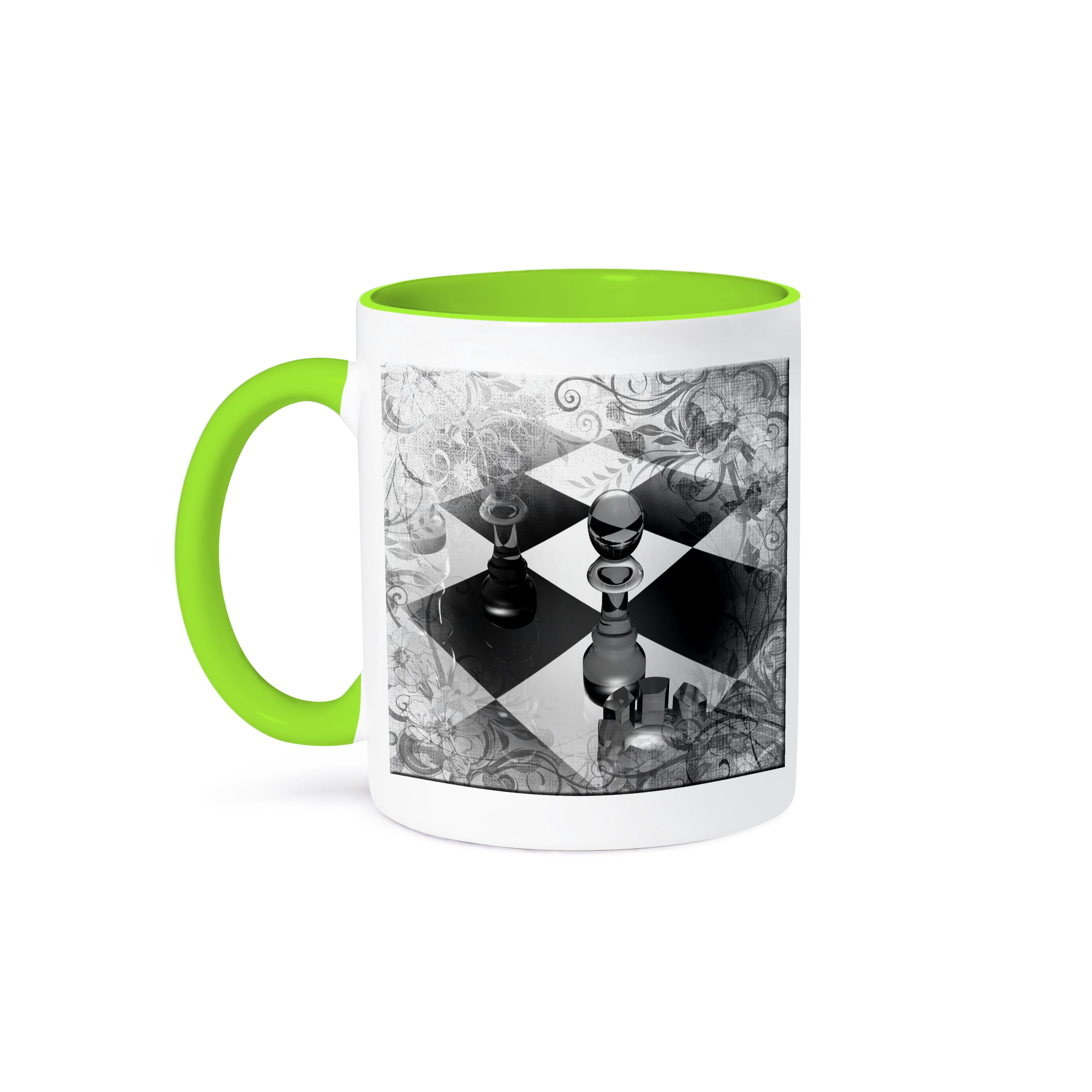 3dRose, Chess game art black and white with lacy frame look, 11oz Two ...