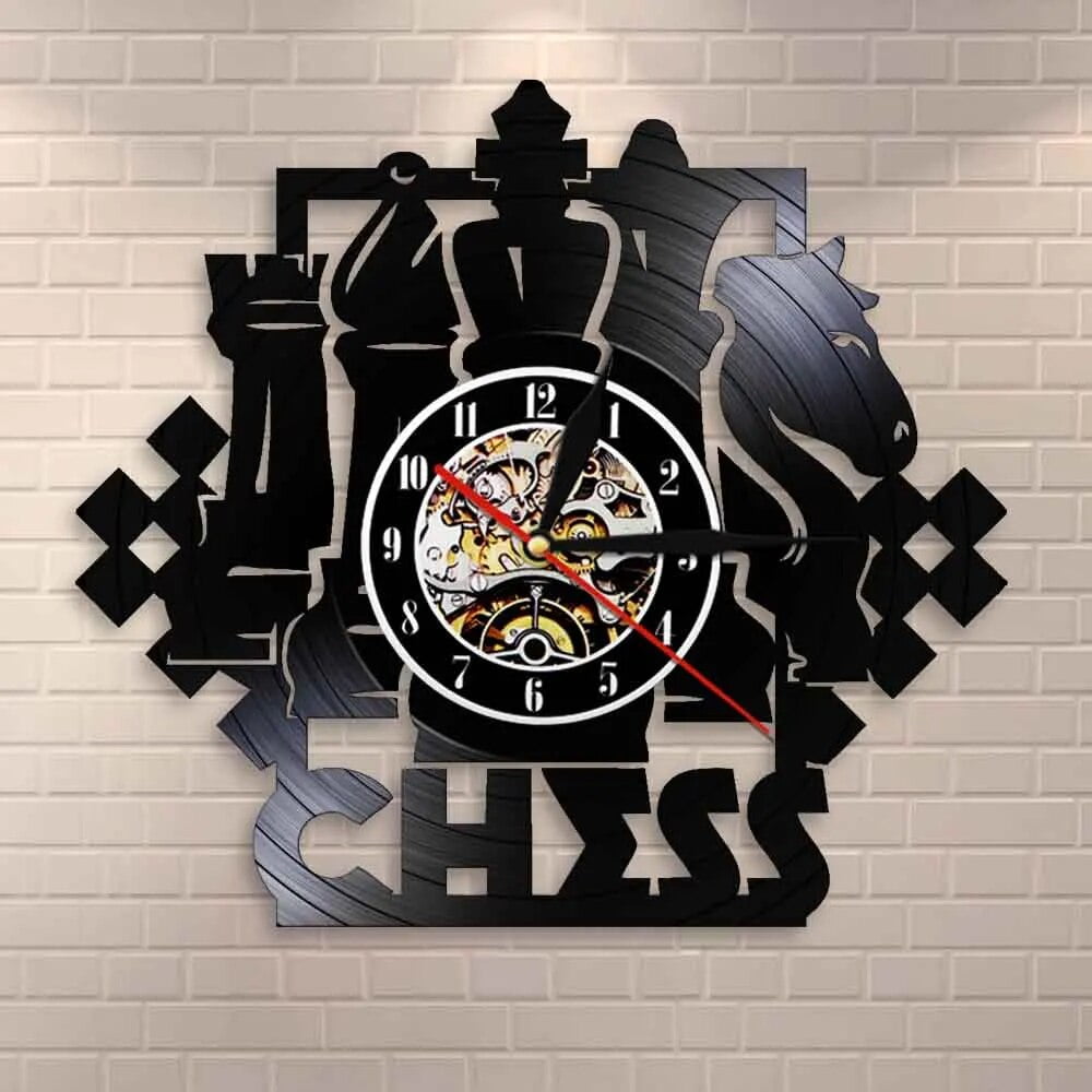 Chess Game Vinyl Wall Clock,Vinyl Record Clock Wall Art Black Handmade ...