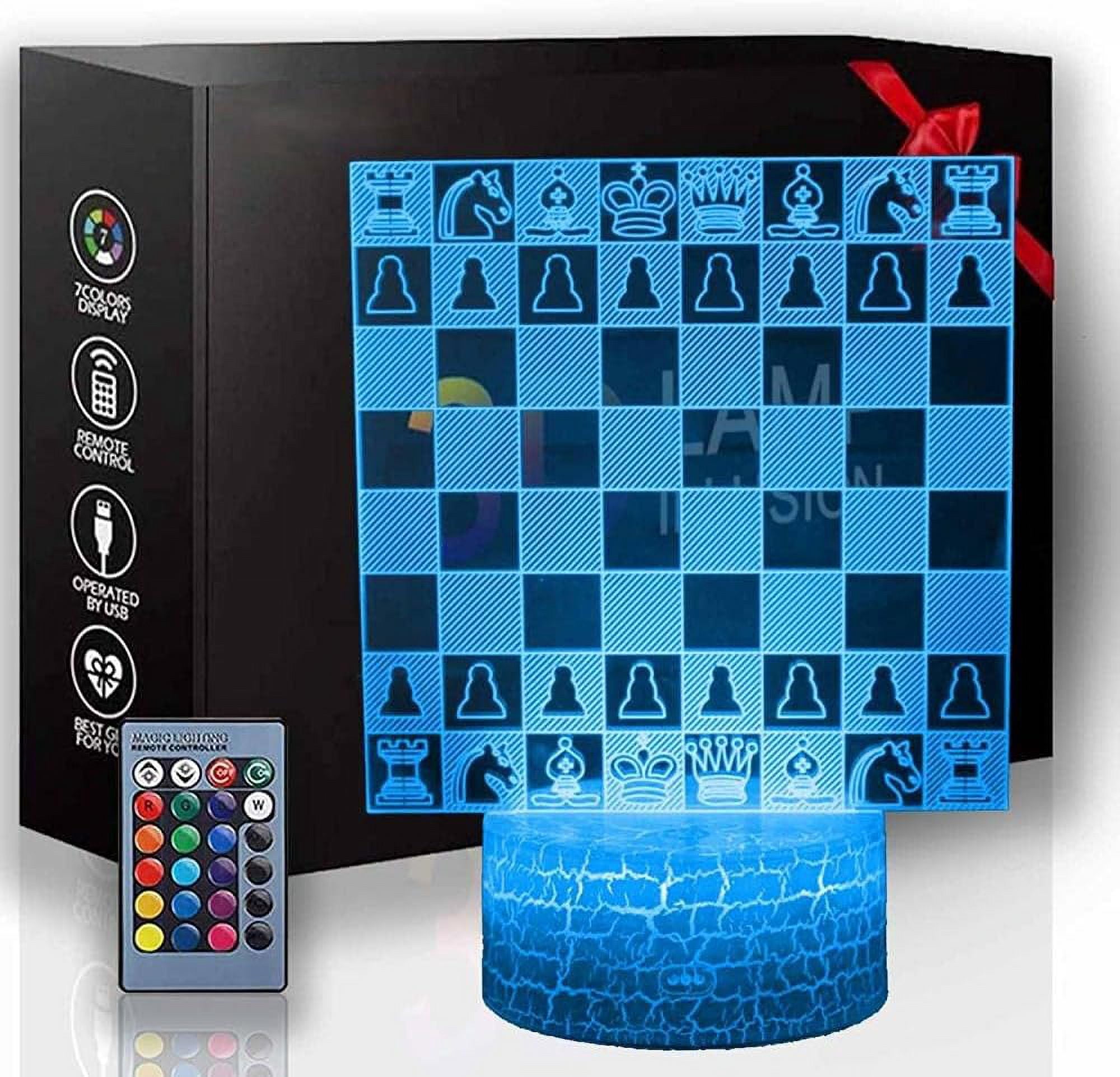 Chess Games Toys 3D Illusion Night Light Lamp, Creative RGB Led ...