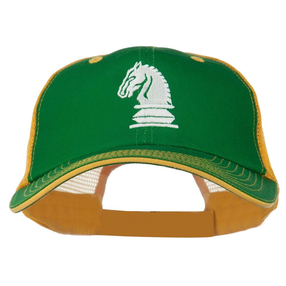 Chess Knight Embroidered Big Size Washed Mesh Cap - Kelly Gold XL-3XL ...