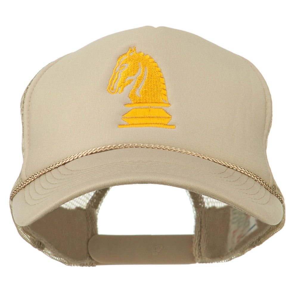 Chess Knight Embroidered Foam Front Mesh Back Cap - Khaki OSFM ...