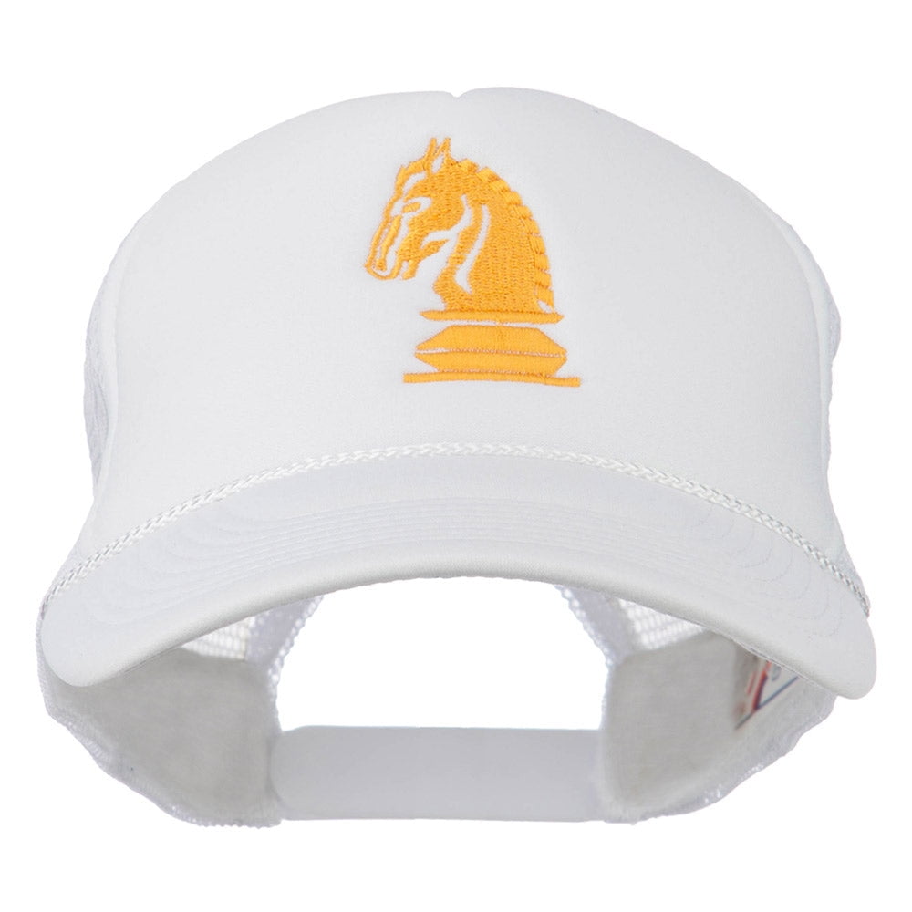 Chess Knight Embroidered Foam Front Mesh Back Cap - White OSFM ...