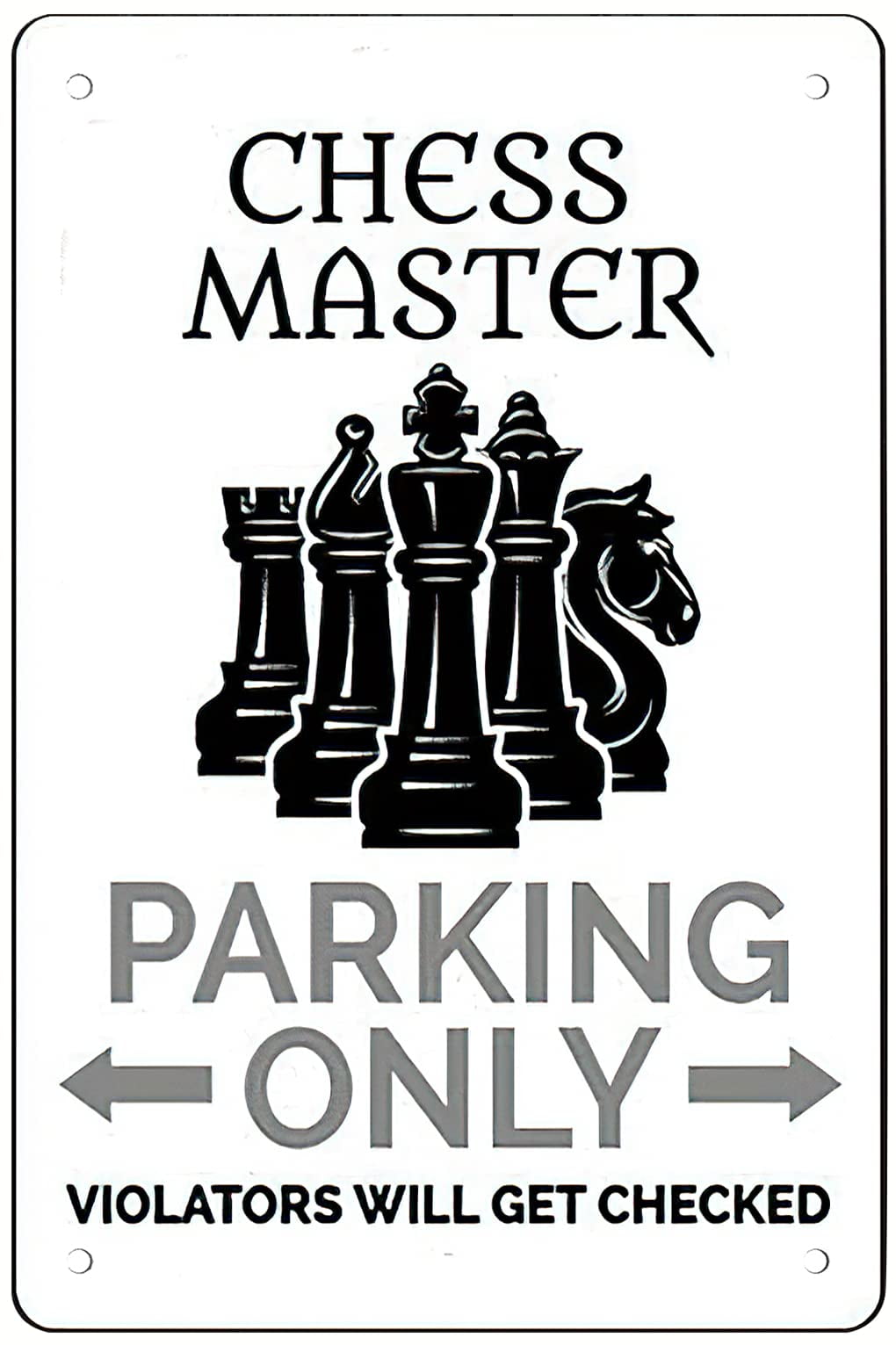 Chess Master Parking Retro Funny Aluminium Metal Sheet Signs, Wall ...