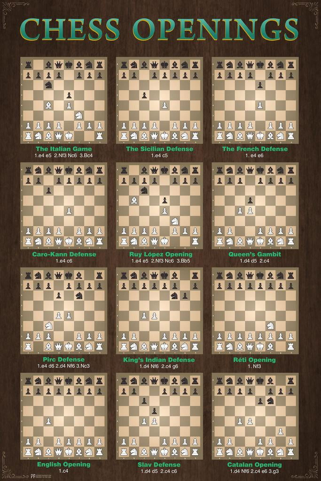Chess Openings Game Room Decor Chart Moves Defense Cool Wall Art Print ...