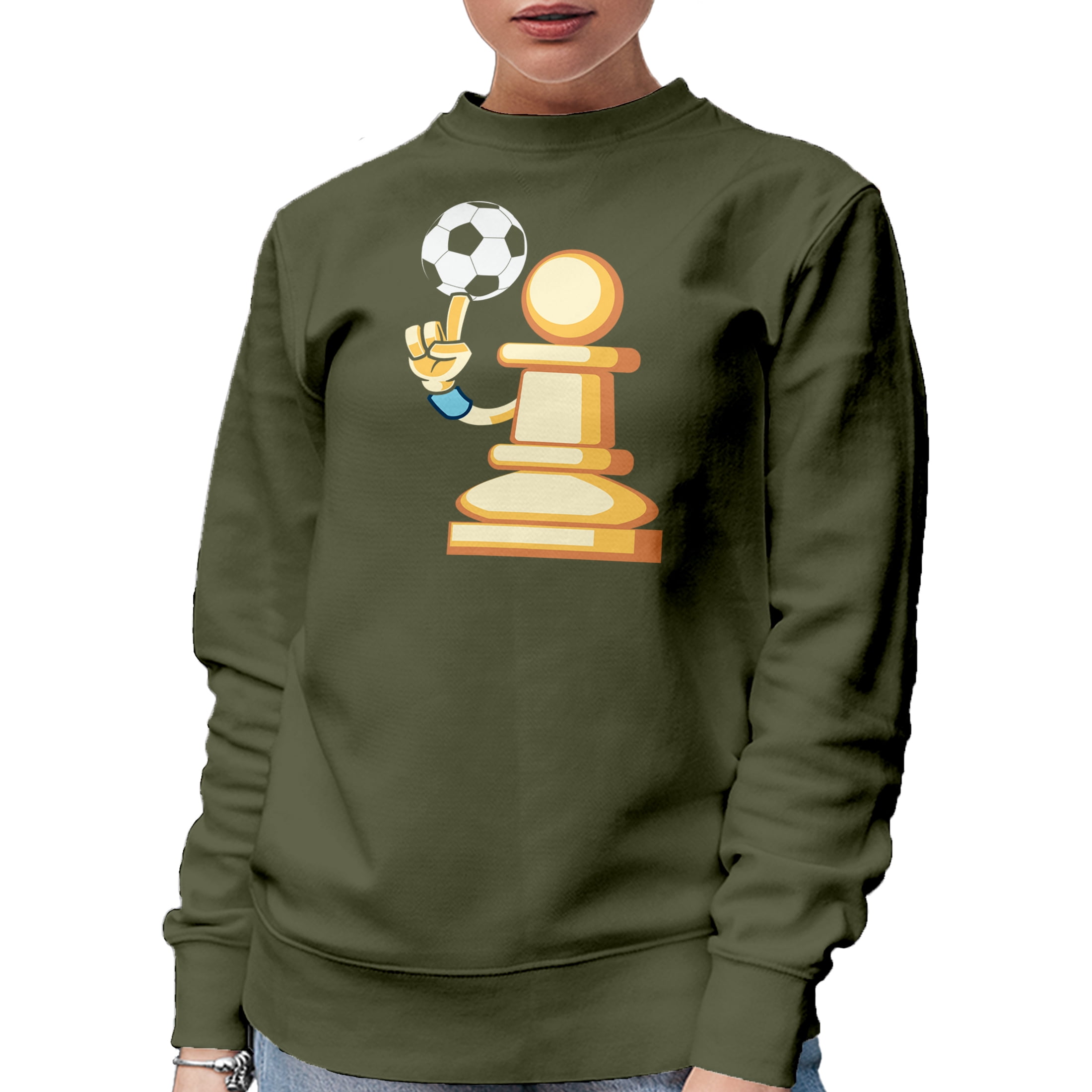Chess Pawn with Soccer Ball, Chess Player or Athlete, Military Green ...