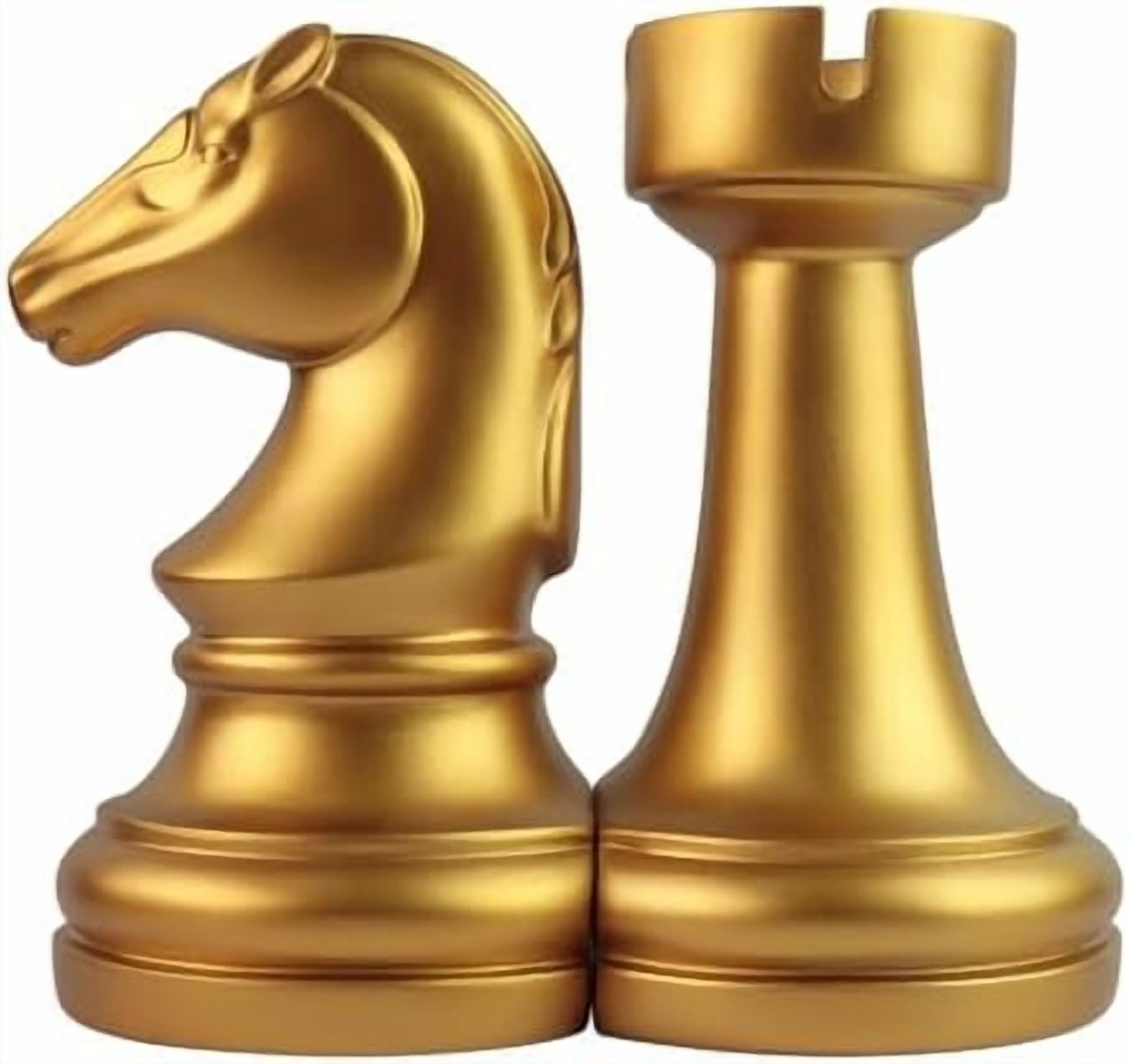 Chess Piece Bookends, 6.7Inch Tall Classic Decorative Resin Book Shelf ...