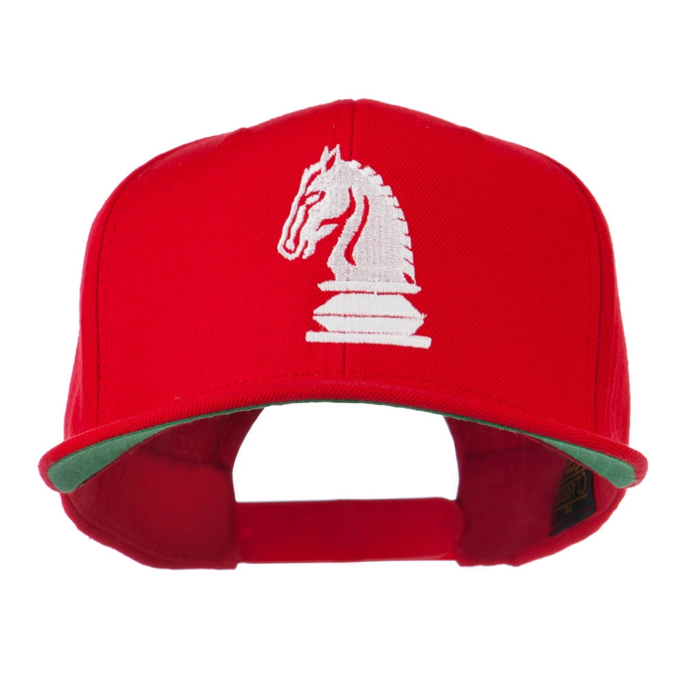 Chess Piece of a Knight Embroidered Flat Bill Cap - Red OSFM - Walmart.com