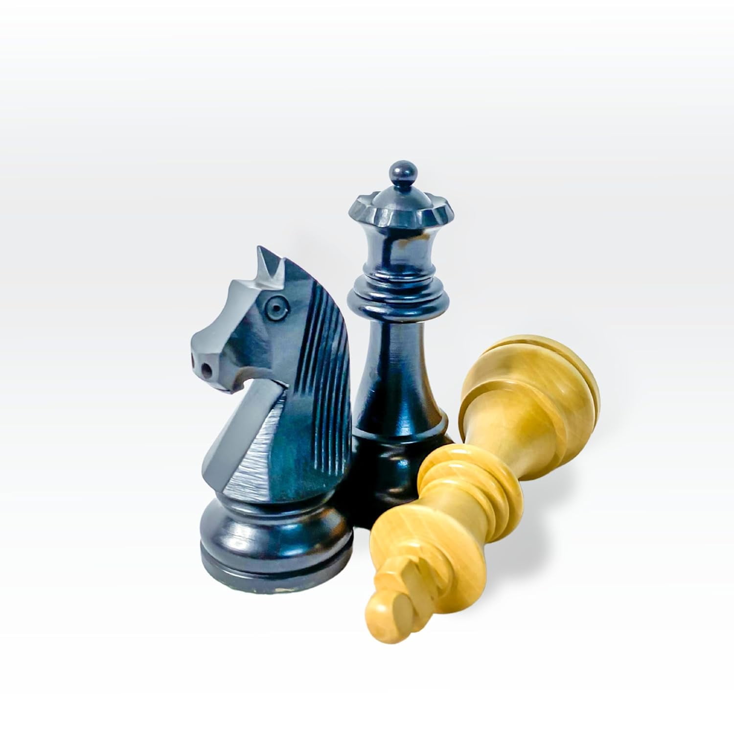 Chess Pieces, 3.75 Cm German Staunton, Ebonized Boxwood & Boxwood ...