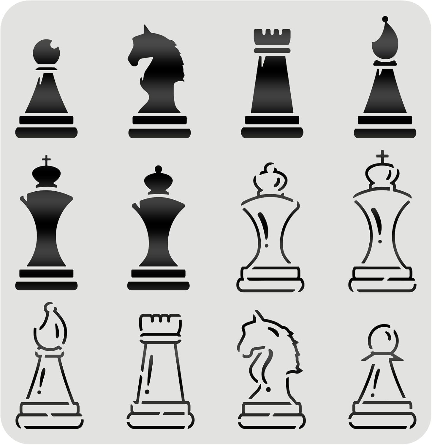 Chess Pieces Stencil 30x30cm Reusable International Chess Pieces ...