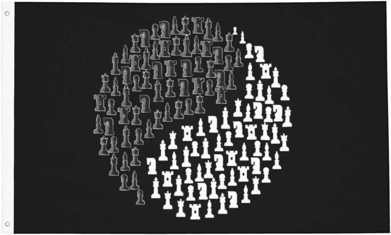 Chess Pieces In A Yin & Yang For A Chess Player Banner With Metal ...