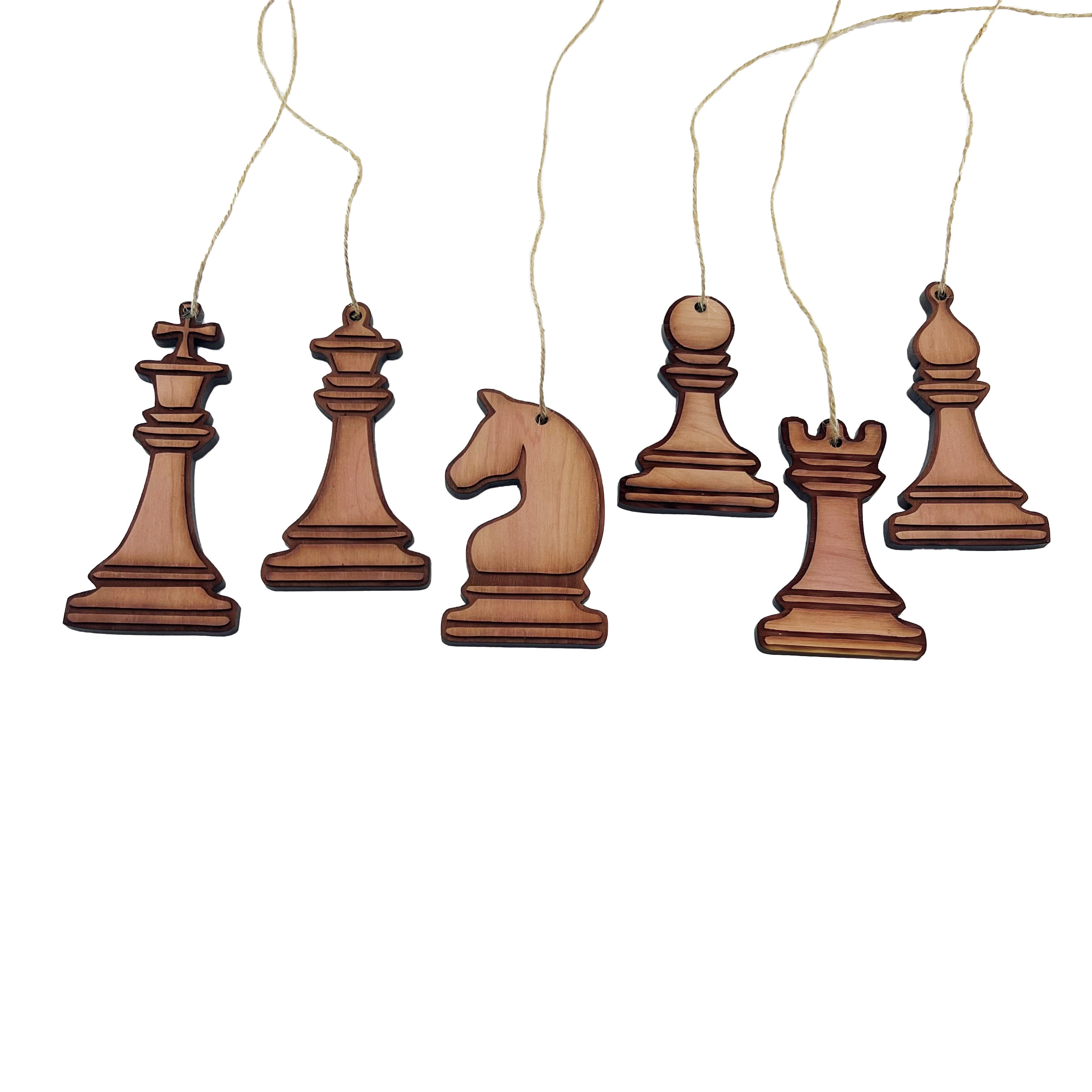 Chess Pieces all 6 - Cedar Ornament - Walmart.com