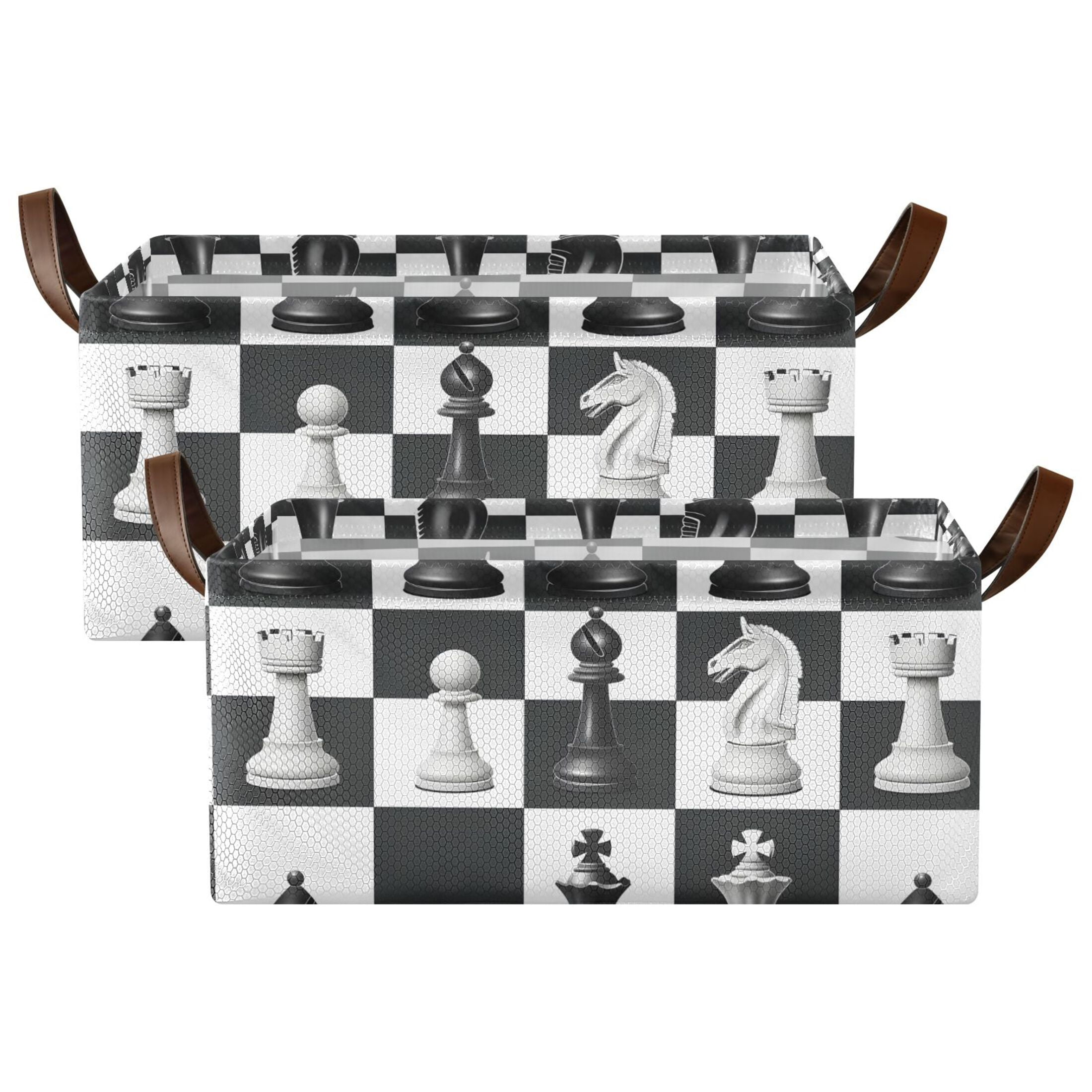 Chess Pieces and Board 2 Pcs Collapsible Storage Bins Fabric Shelf ...