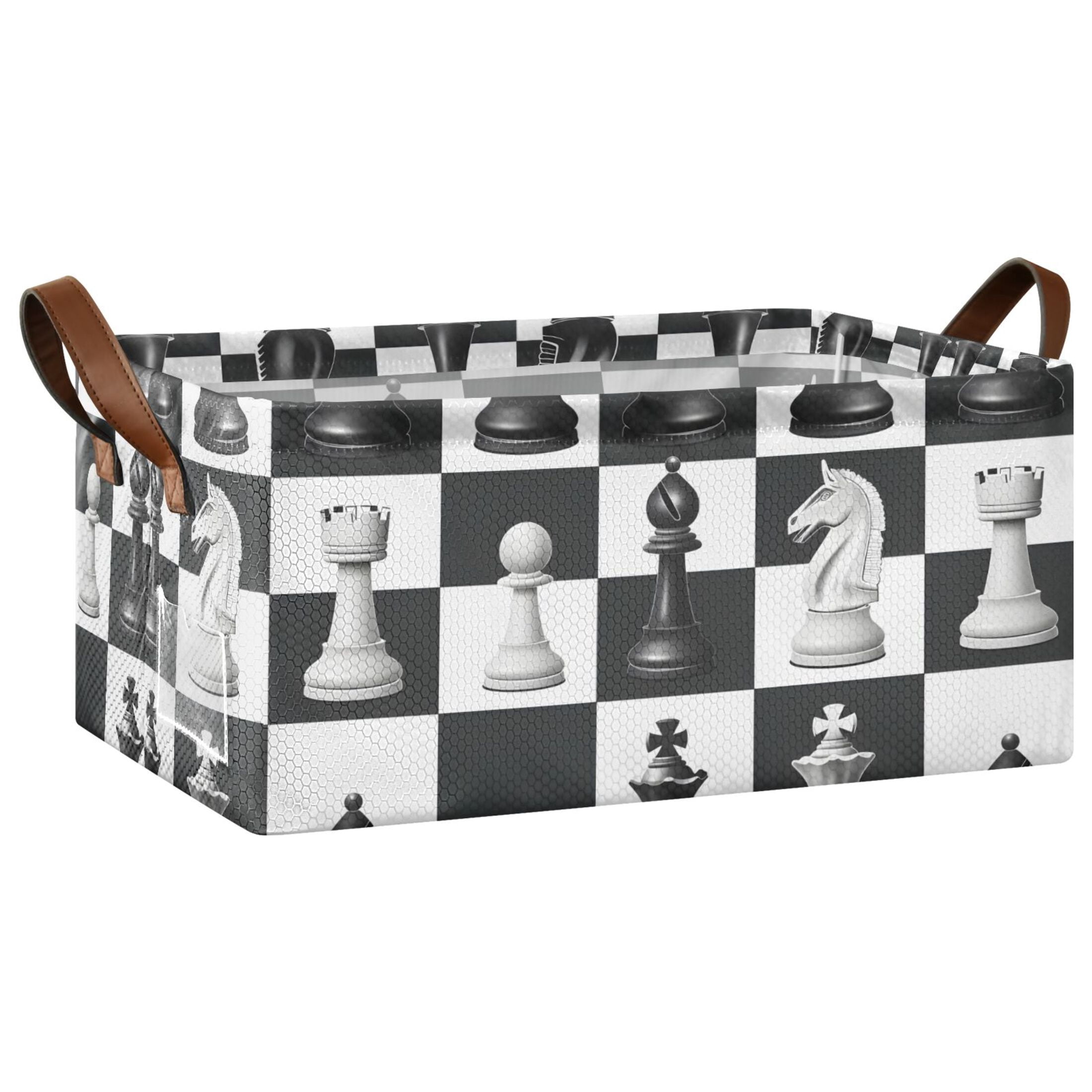 Chess Pieces and Board Collapsible Storage Bins Fabric Shelf Baskets ...