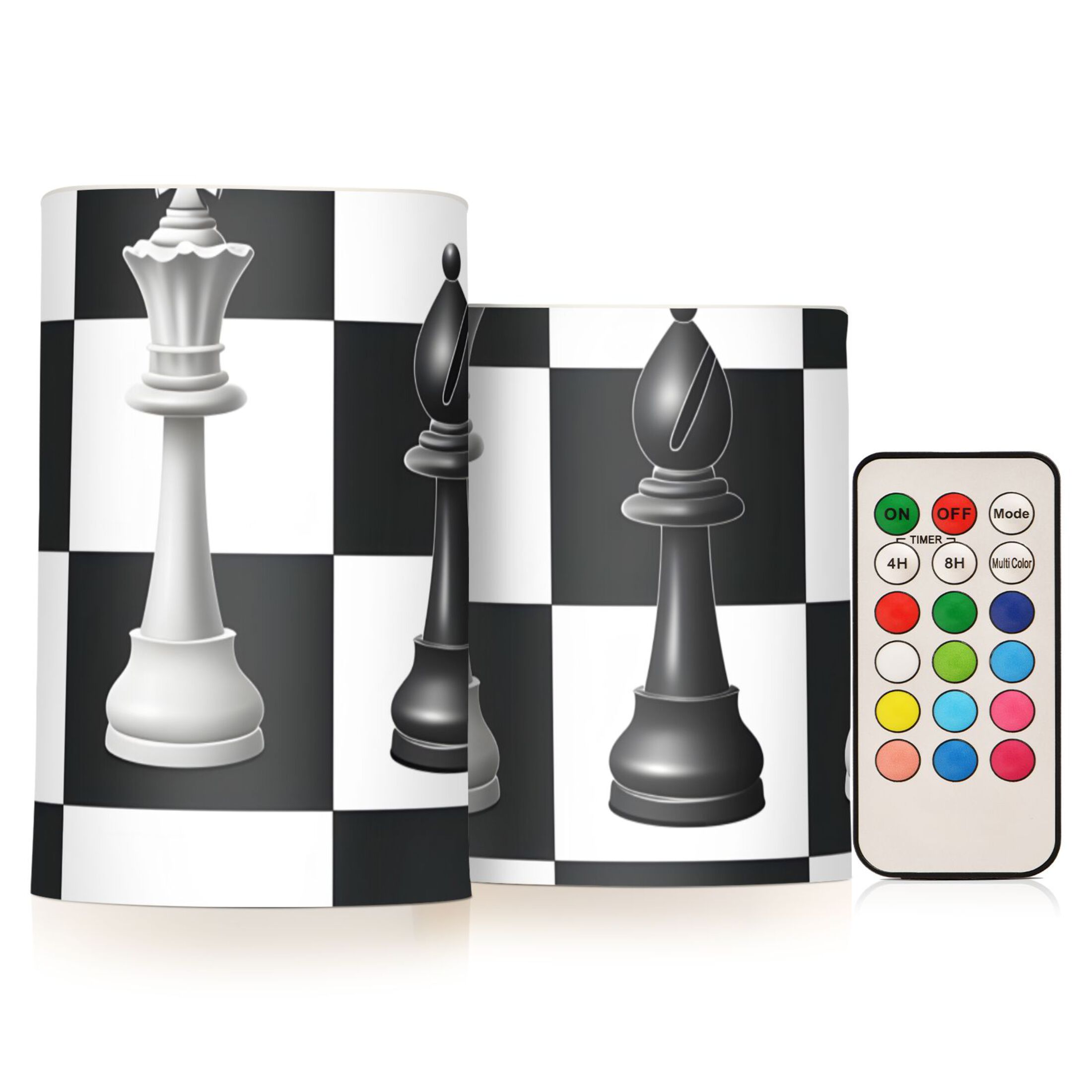 Chess Pieces and Board Flameless Candles with Remote Timer LED Battery ...
