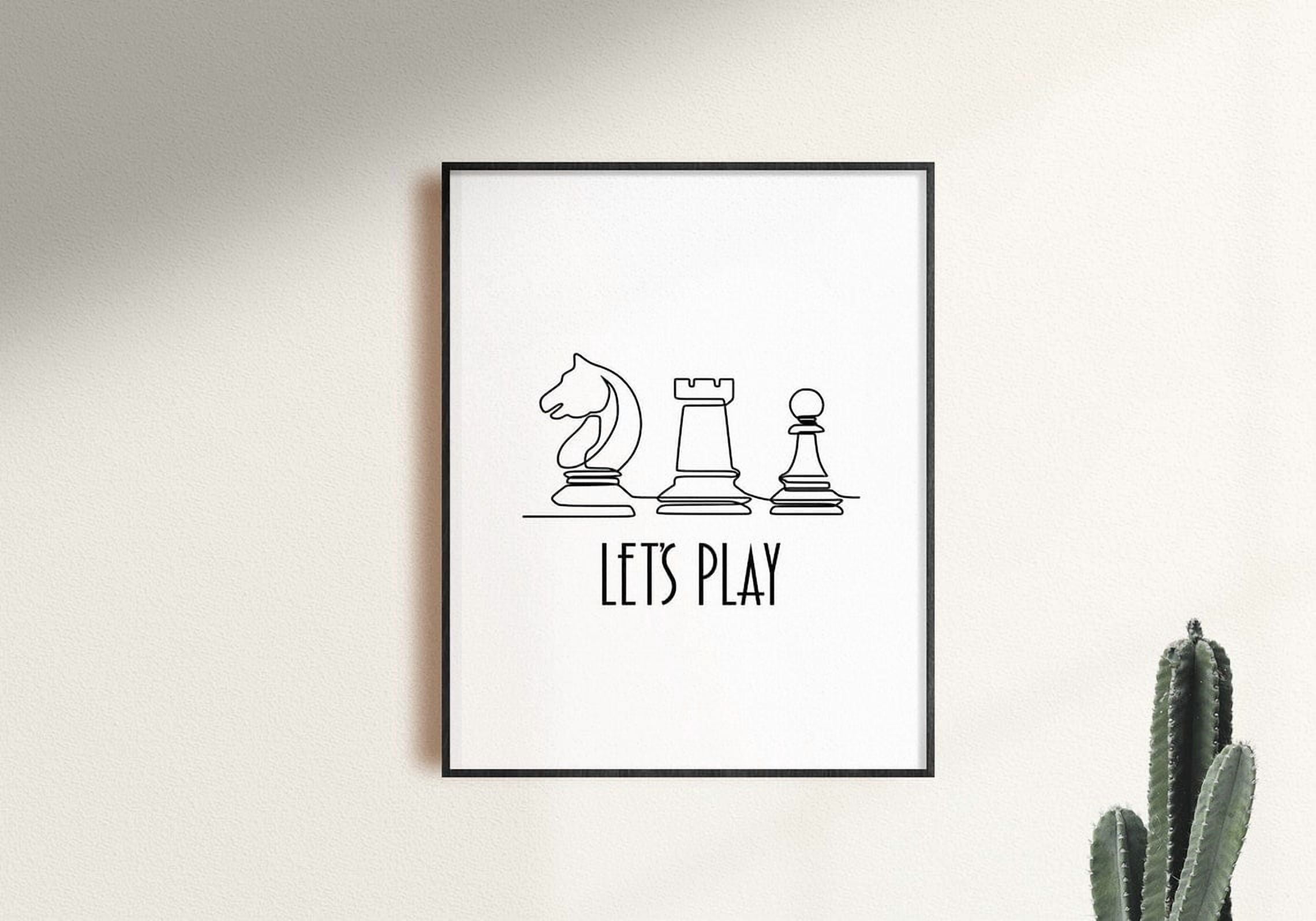 Chess Player Classic Game Wall Art, Unframed Canvas Size 16x24 ...