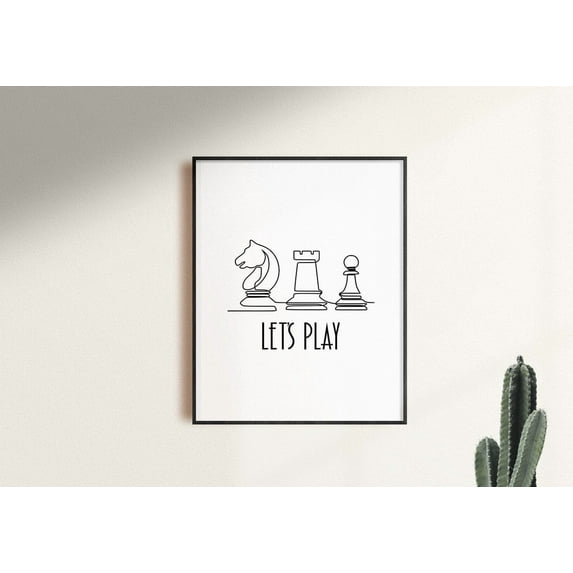 Chess Player Classic Game Wall Art, Unframed Canvas Size 16x24 ...
