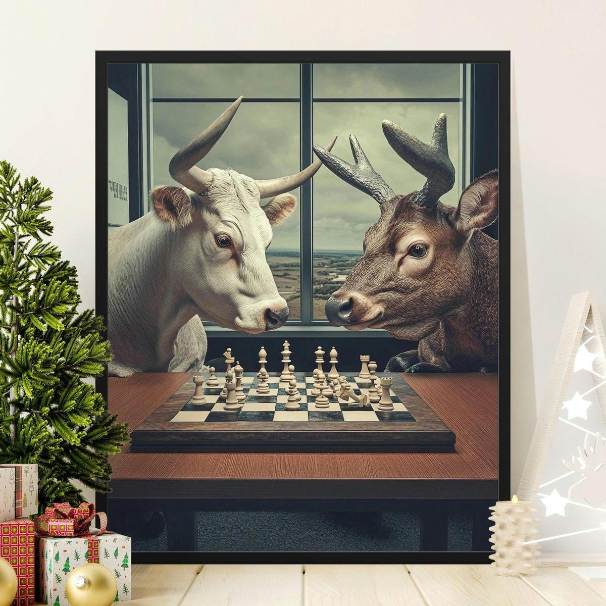 Chess Playing Animals Poster, Unique Wall Art, Quirky Home Decor, Fun ...