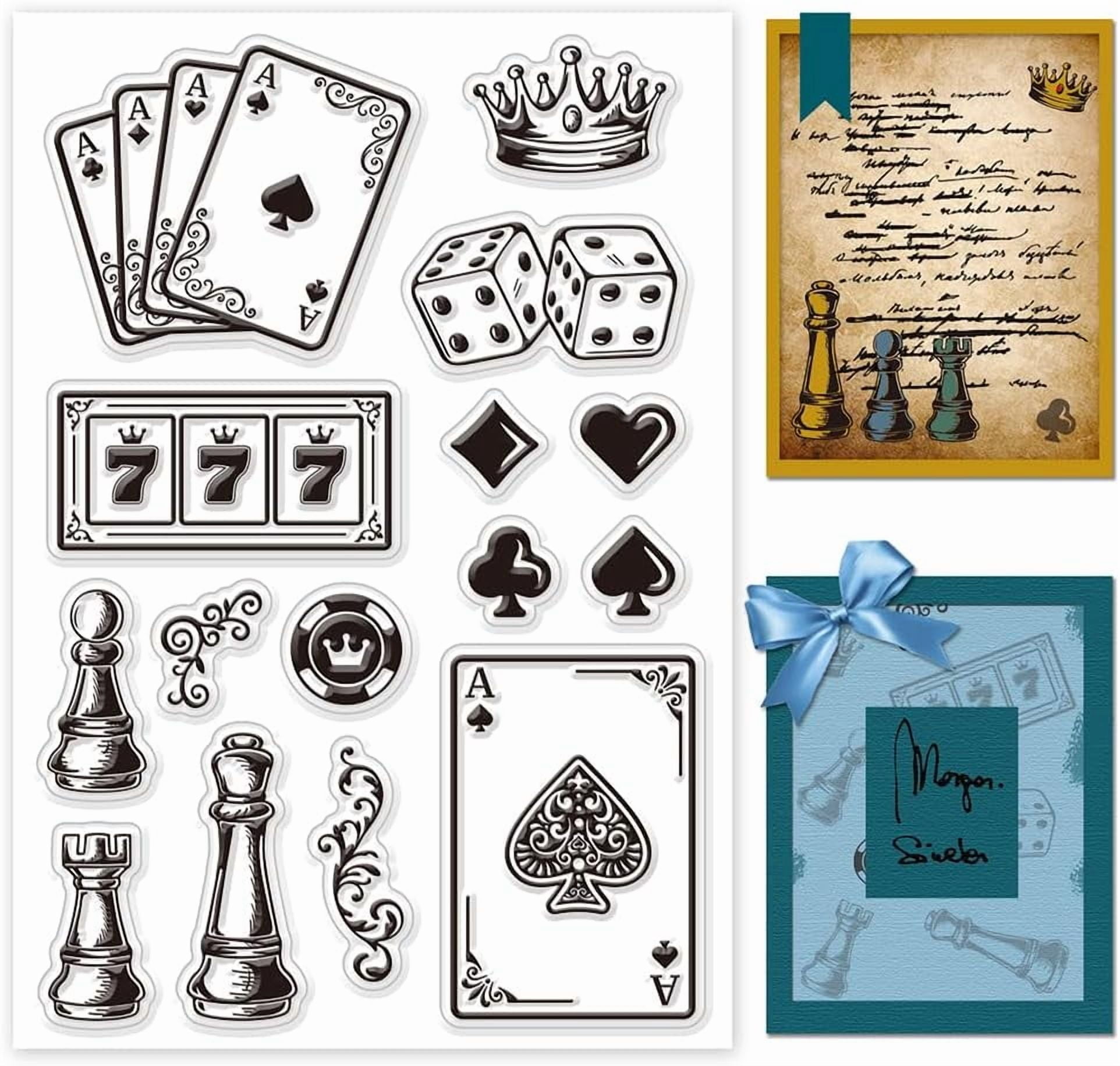 Chess Poker Dice Silicone Stamps for DIY Scrapbooking Cards Making 6 ...