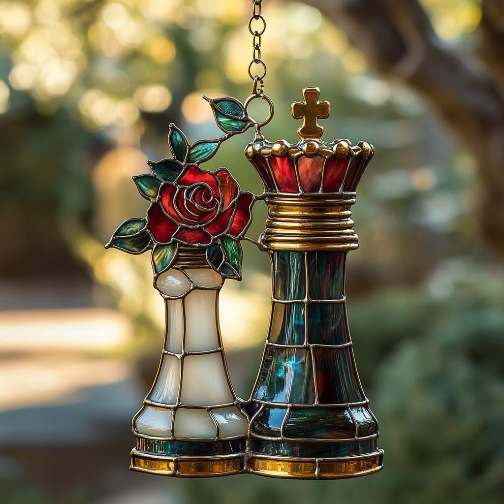 Chess Queen Bishop 2D Flat Acrylic Sun Catcher, Rose Window Hanging ...