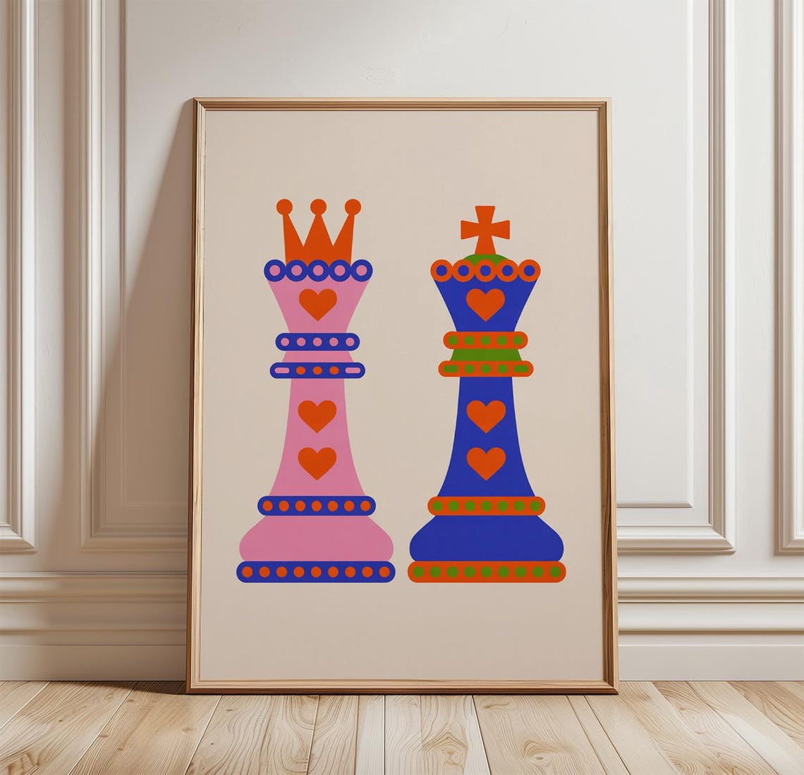 Chess Queen Colorful Game Room Scandinavian Folk Modern Decor Unframed ...