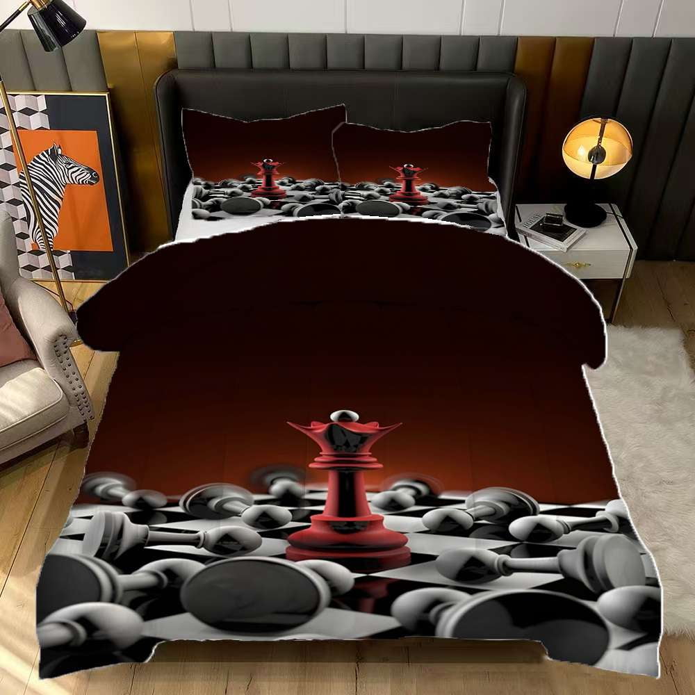 Chess Red Queen Comforter Set Queen Size Bedding Set For Travl Bedroom Decor Quilt With 2 Pillow ...