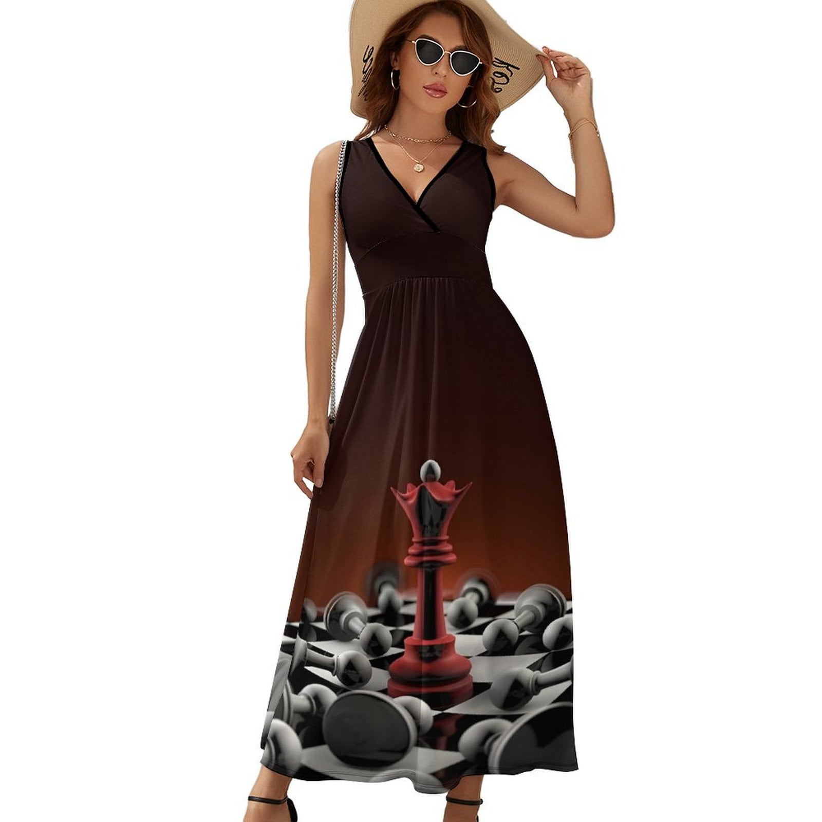 Chess Red Queen Dress Fashion Boho Beach Long Dresses Female Party ...