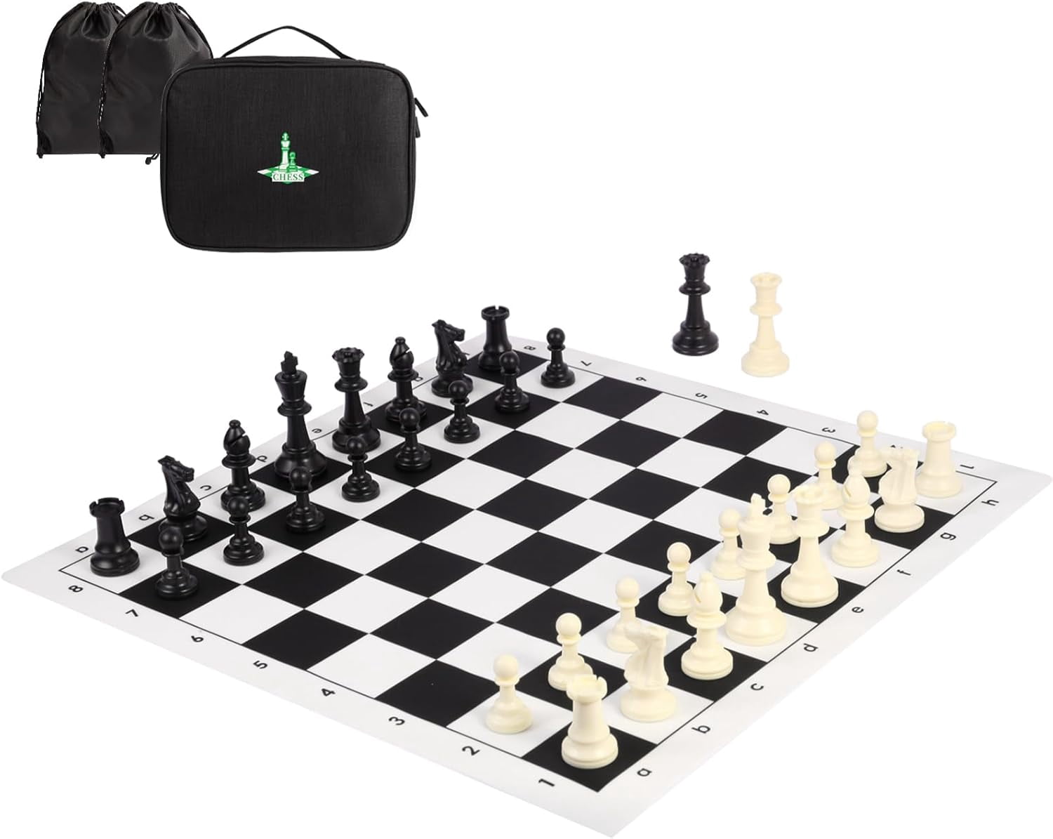 Chess Set 20" Portable Chess & Checkers Set, Foldable Silicone Chess ...