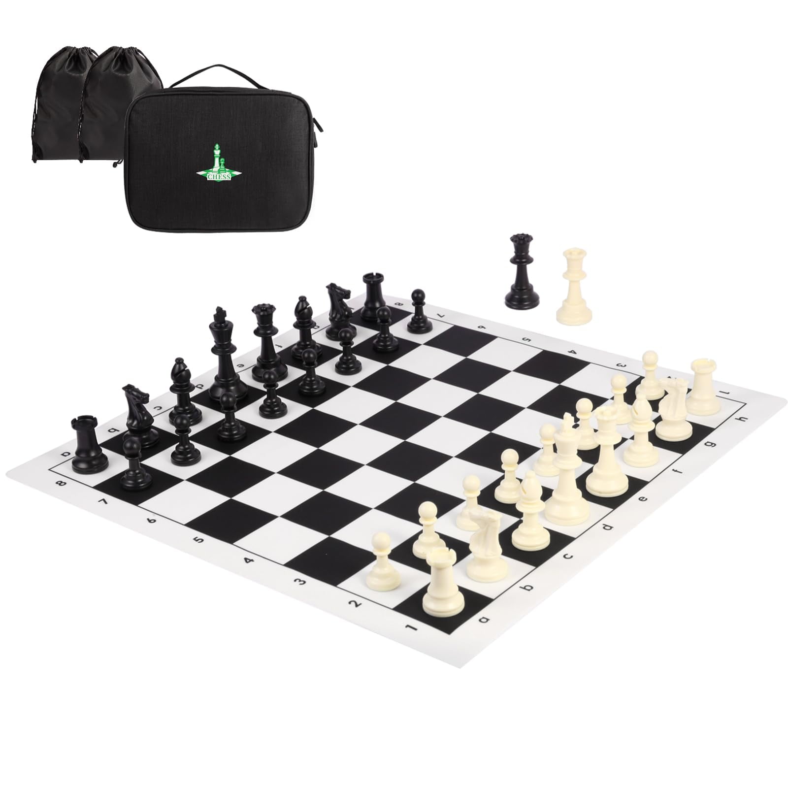 Chess Set 20" Portable MMF7 Chess & Checkers Set, Foldable Silicone ...