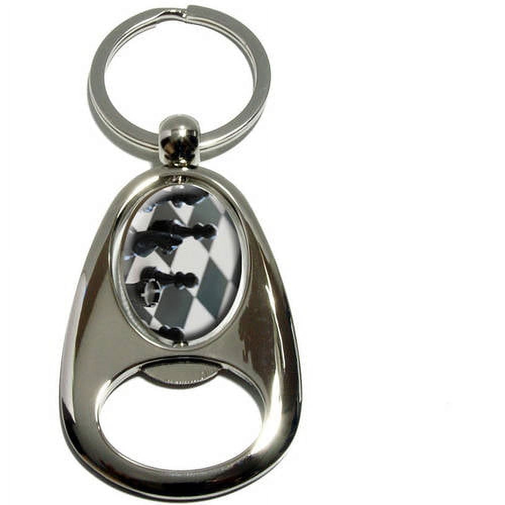 Chess Set, Black and White, Chrome Plated Metal Spinning Oval Design ...