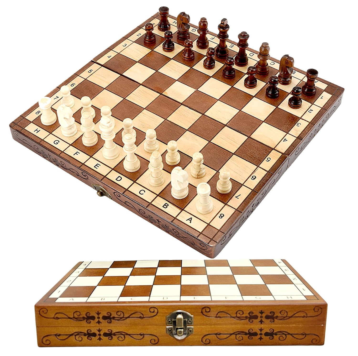 Chess Set Folding Hand Crafted Wooden Chess Set Chess Board 35 X 35cm ...