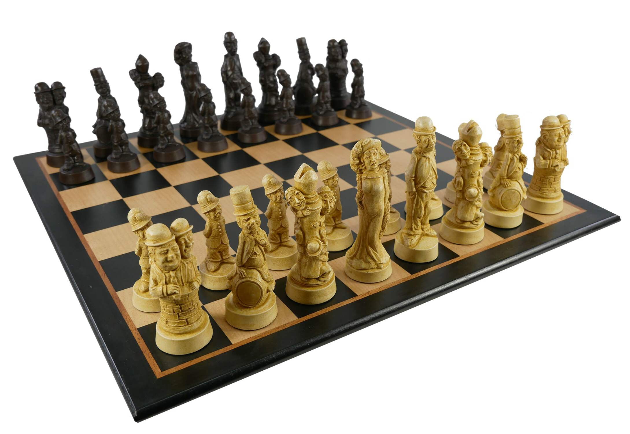 Chess Set - Movie Stars Resin Chess Pieces on Ebony Birdseye Maple ...
