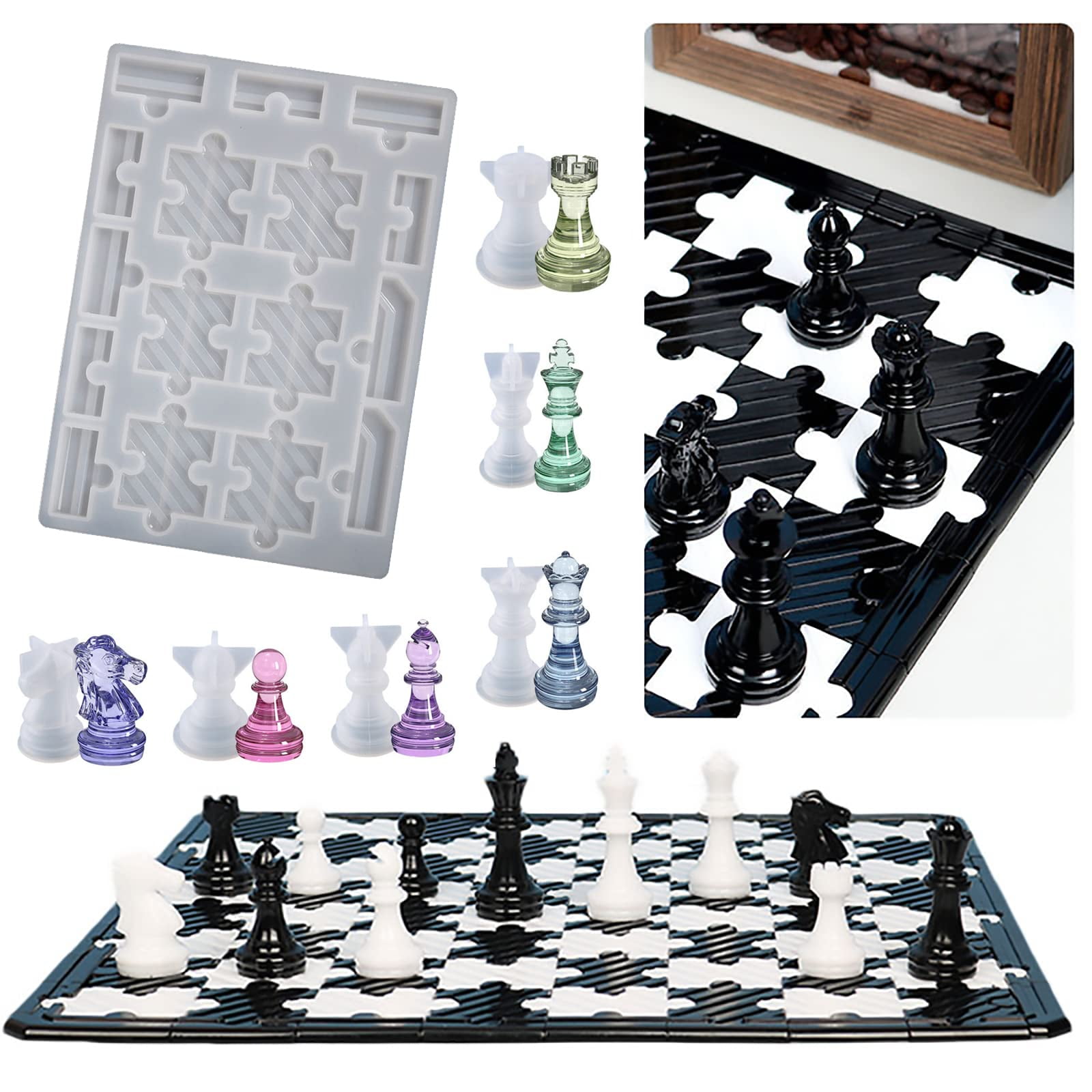 Chess Set Resin Mold EC36 for Making 13" Detachable Puzzle Chess Board丨 ...