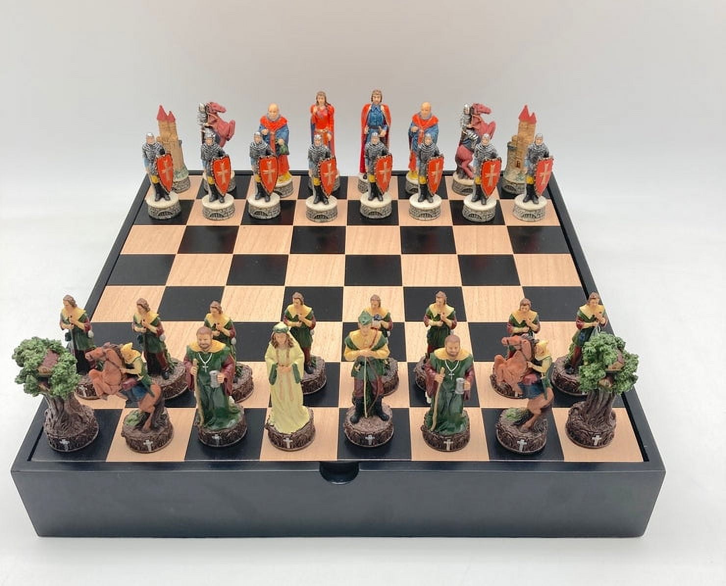 Chess Set -Robin Hood Resin Chessmen on Black/Maple Chest - Walmart.com
