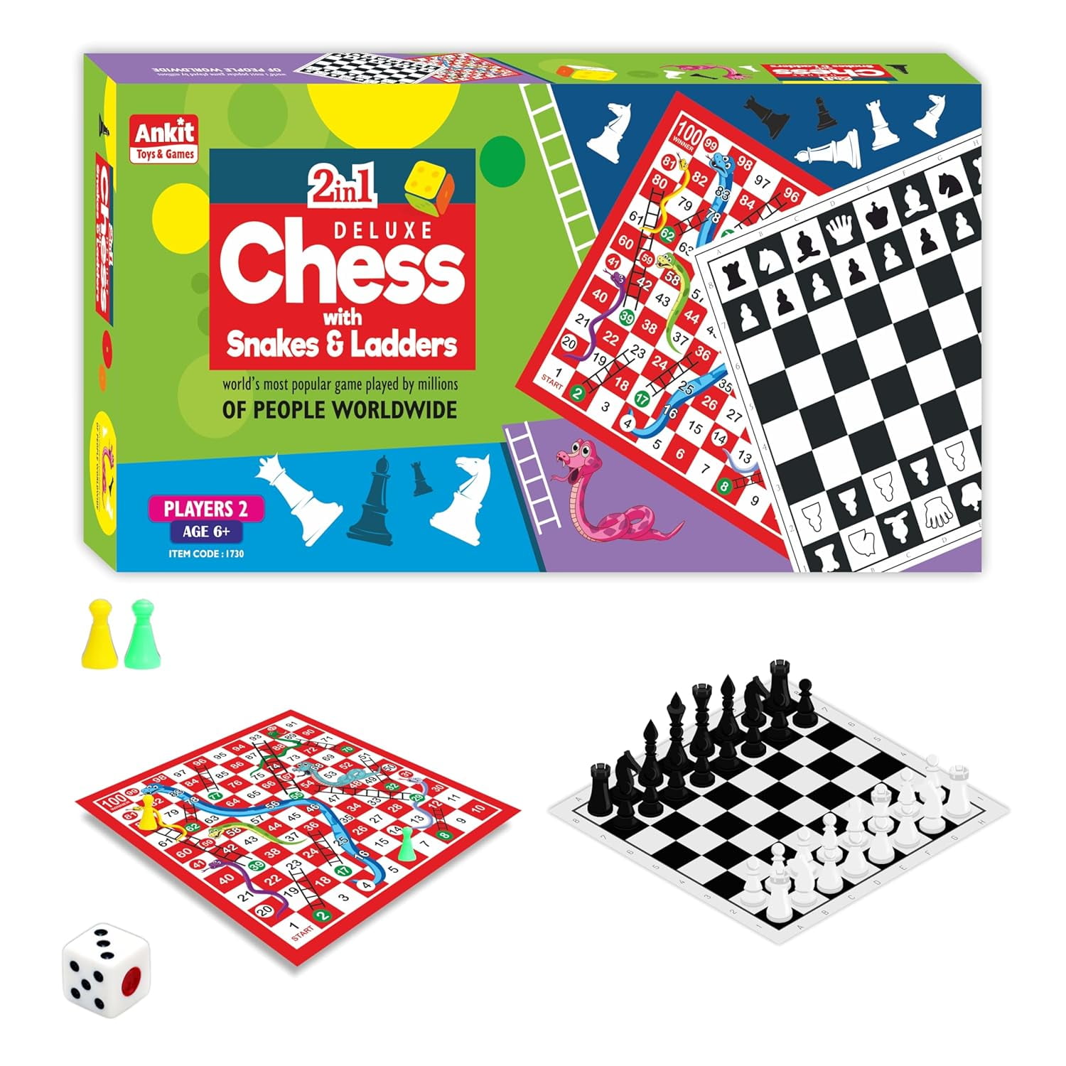 Chess & Snakes & Ladders Deluxe Board Game Premium Multi-Game Set ...