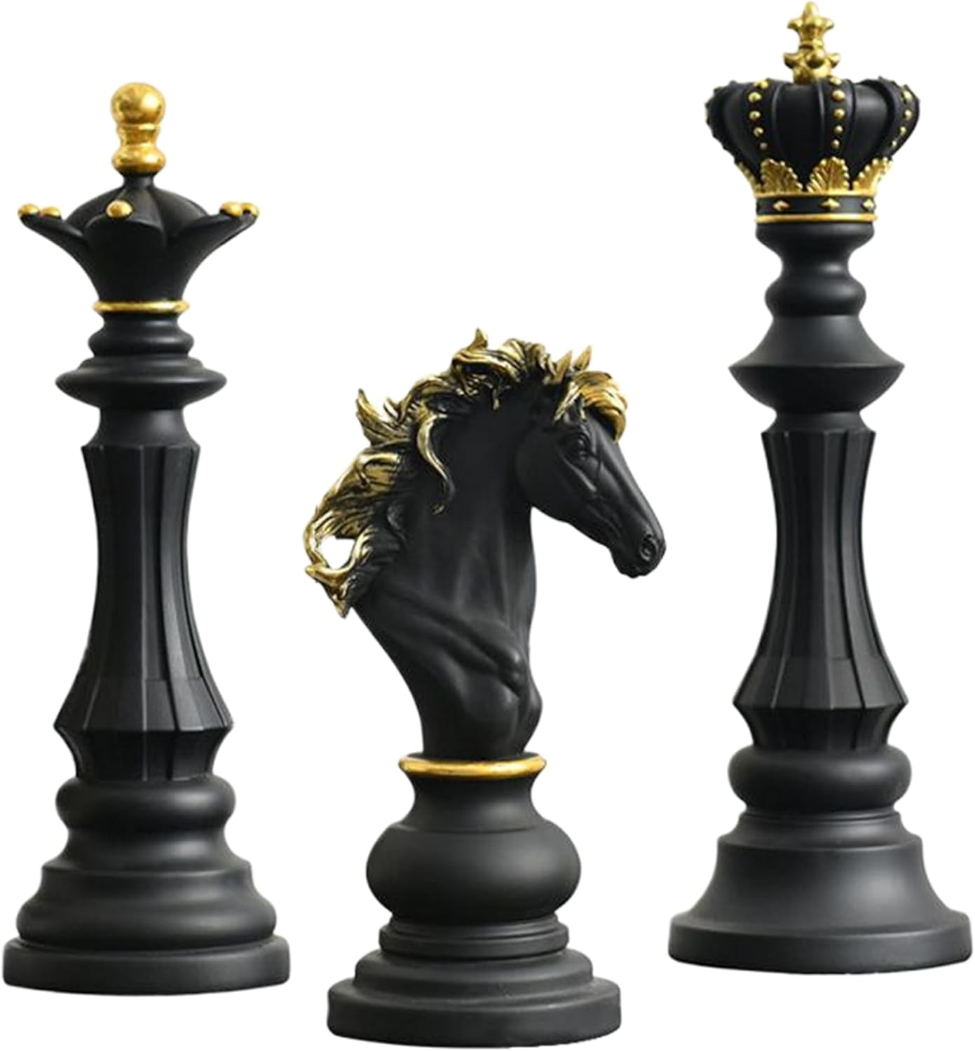 Chess Statue Decor Piece Set: 3PCS Decorative Resin Chess Sculpture ...