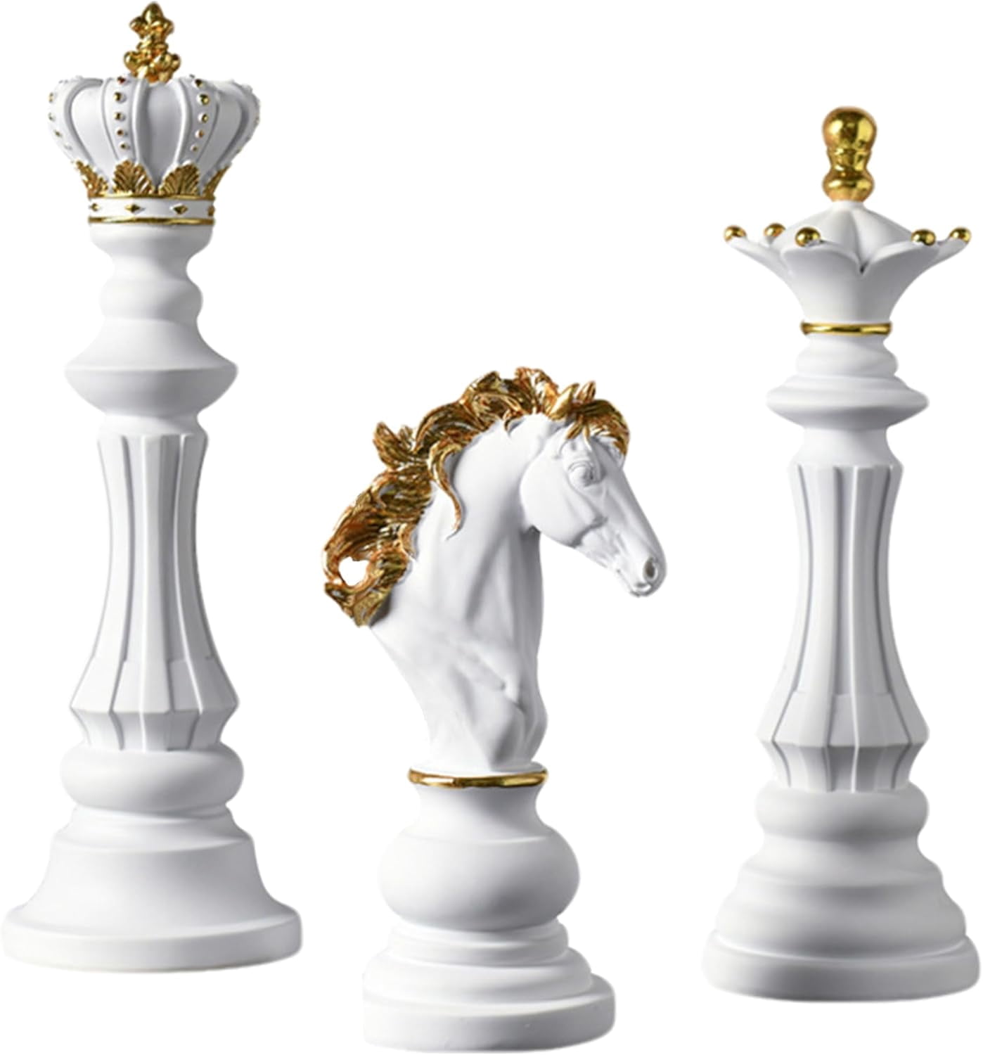Chess Statue Decor Piece Set: 3PCS Decorative Resin Chess Sculpture ...