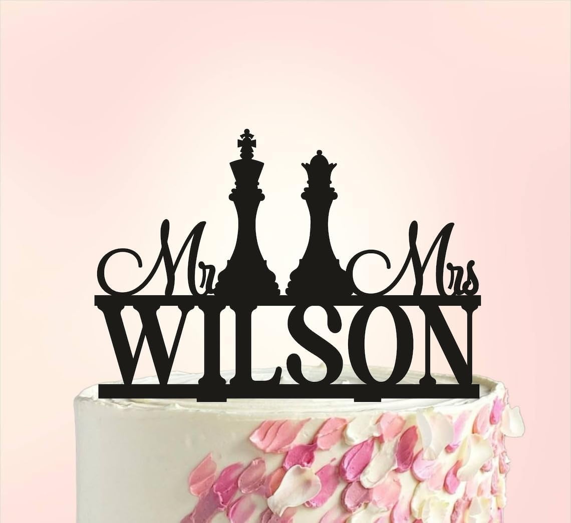 Chess Wedding Cake Topper,King and Queen Chess Piece,Wedding Cake ...