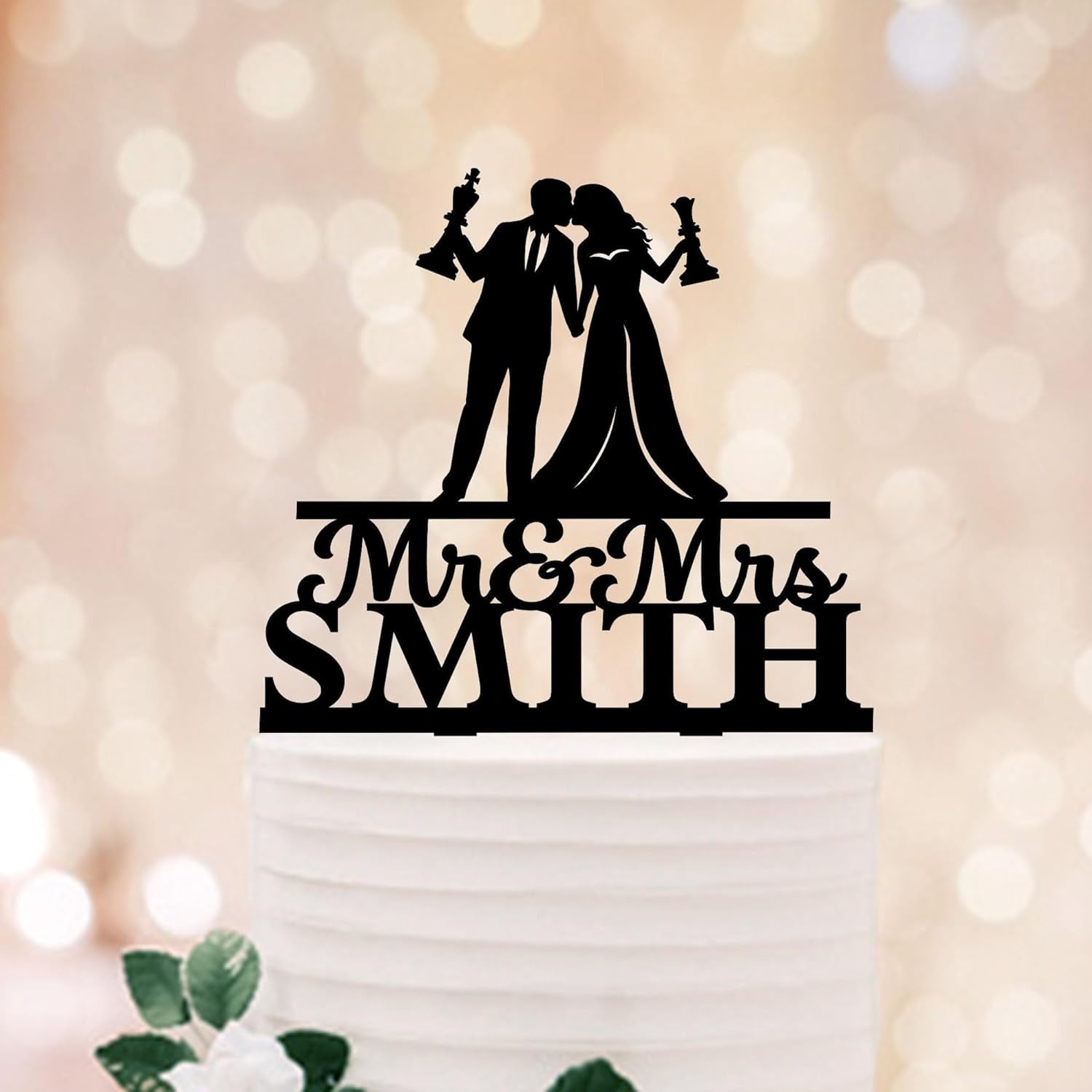 Chess Wedding Cake Topper King and Queen,personalized chess mr and mrs ...