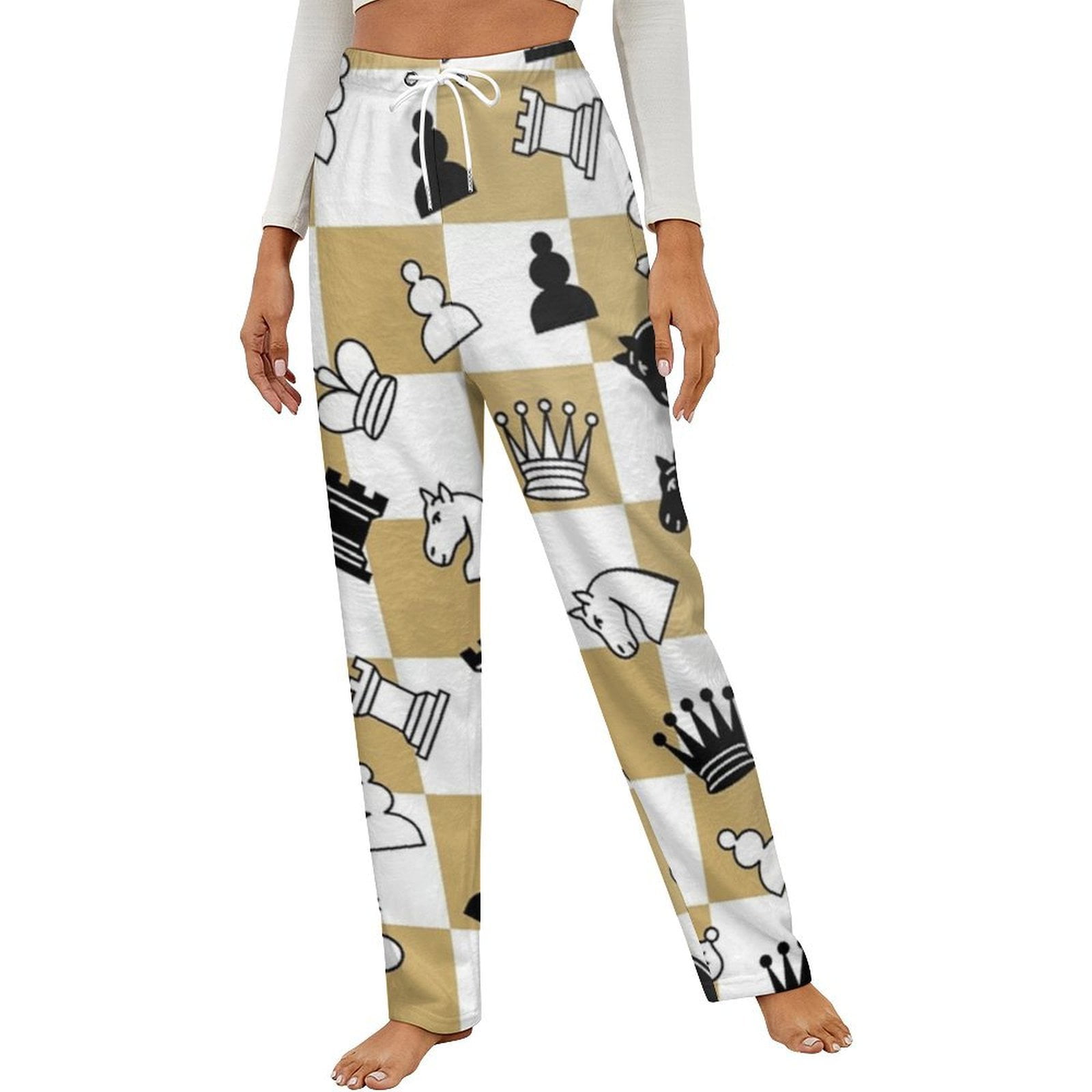 Chess Winter Female Pants Flannel High Waist Women Pants Lady Warm ...