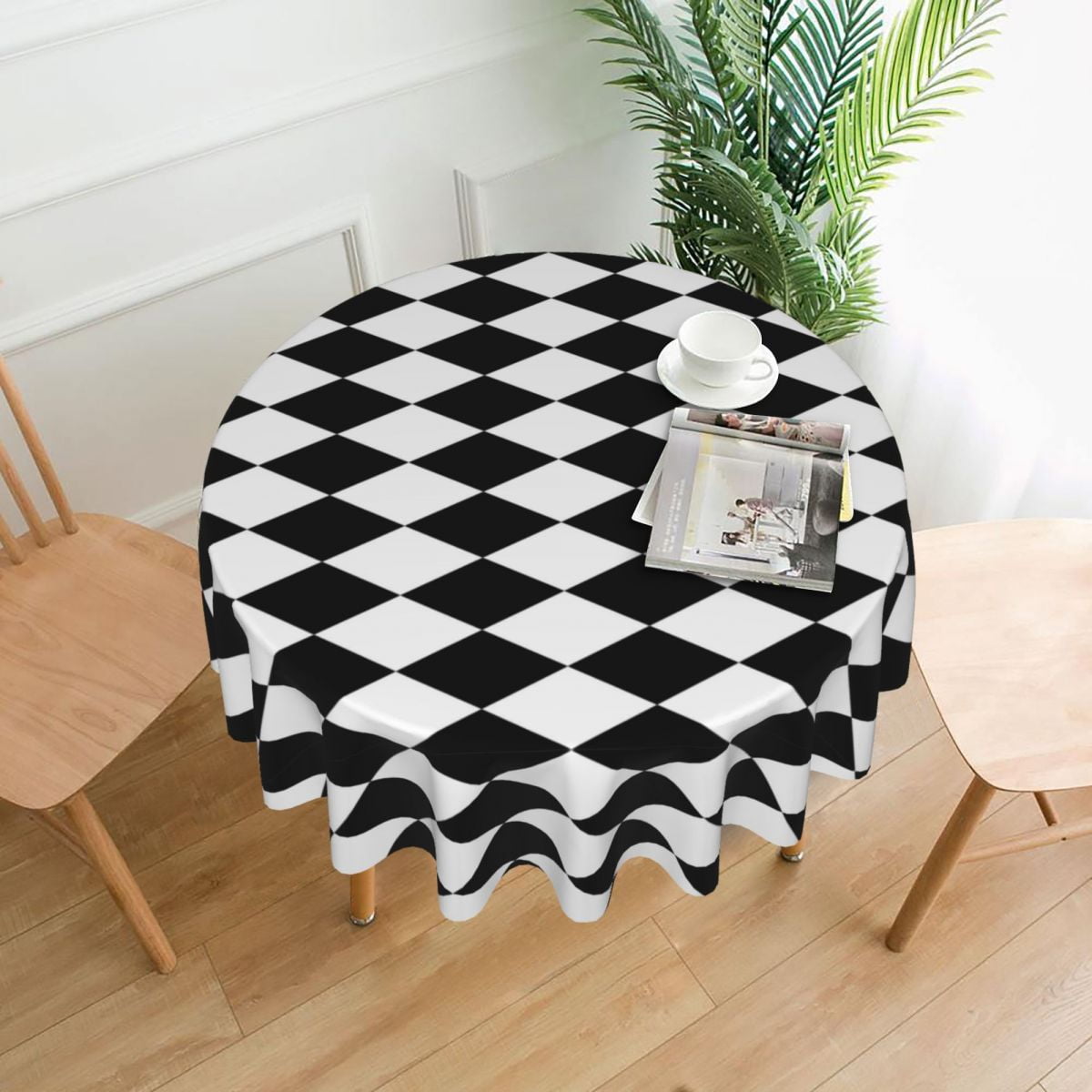 Chess With Black And White Background Tablecloth Protection Round Table ...